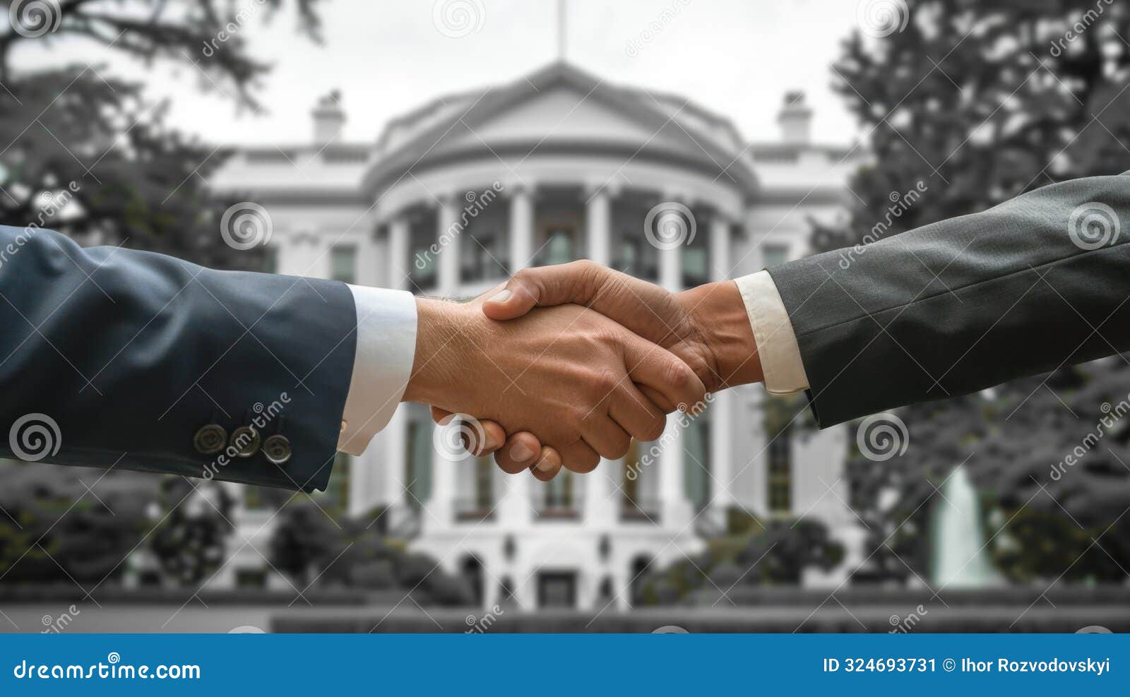Two Men Shaking Hands. Signing an Important Agreement. Stock ...