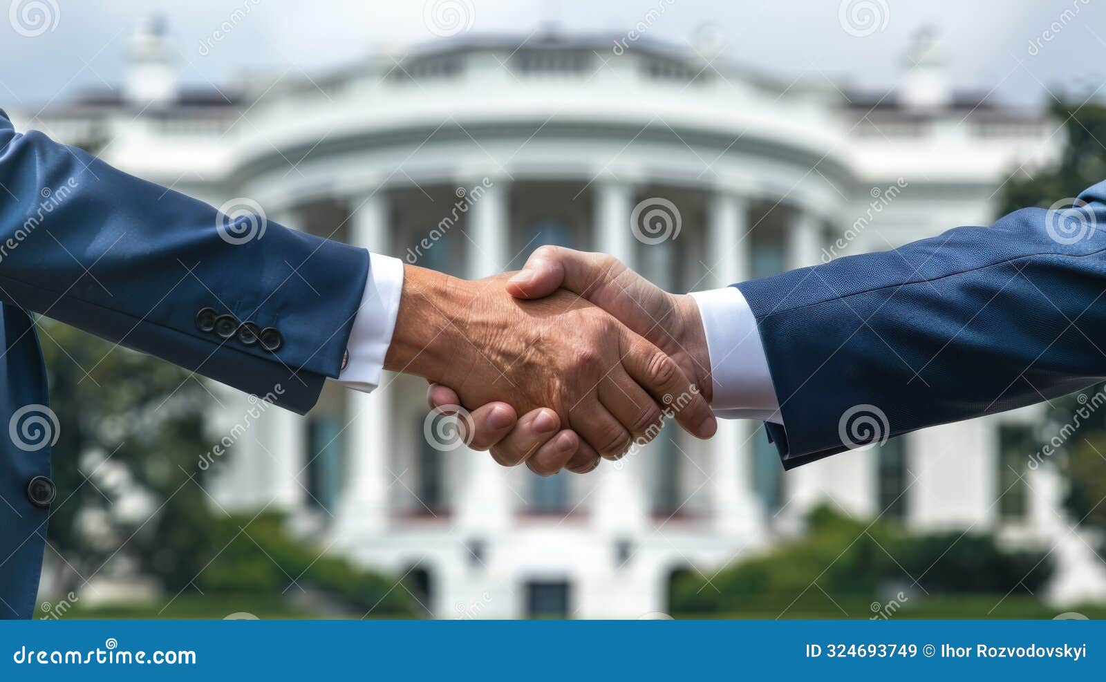 Two Men Shaking Hands. Signing an Important Agreement. Stock ...
