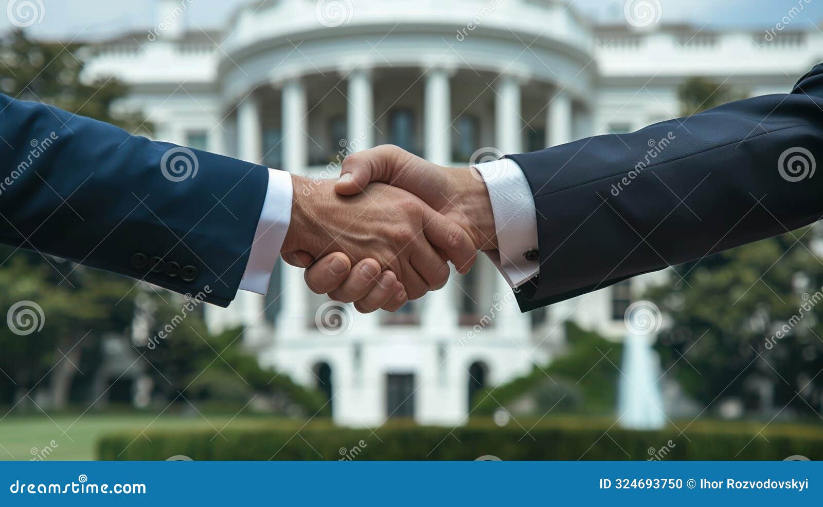 Two Men Shaking Hands. Signing an Important Agreement. Stock ...