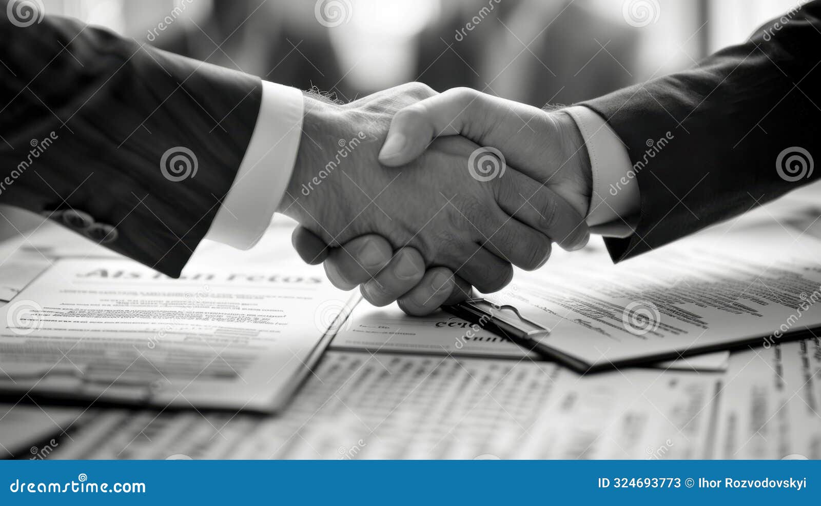 Two Men Shaking Hands. Signing an Important Agreement. Stock ...