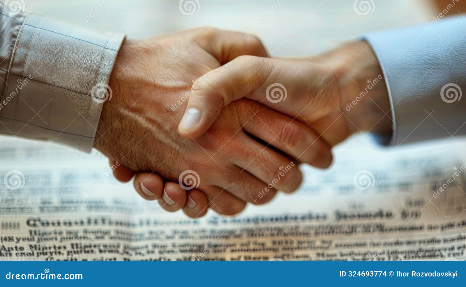 Two Men Shaking Hands. Signing an Important Agreement. Stock ...