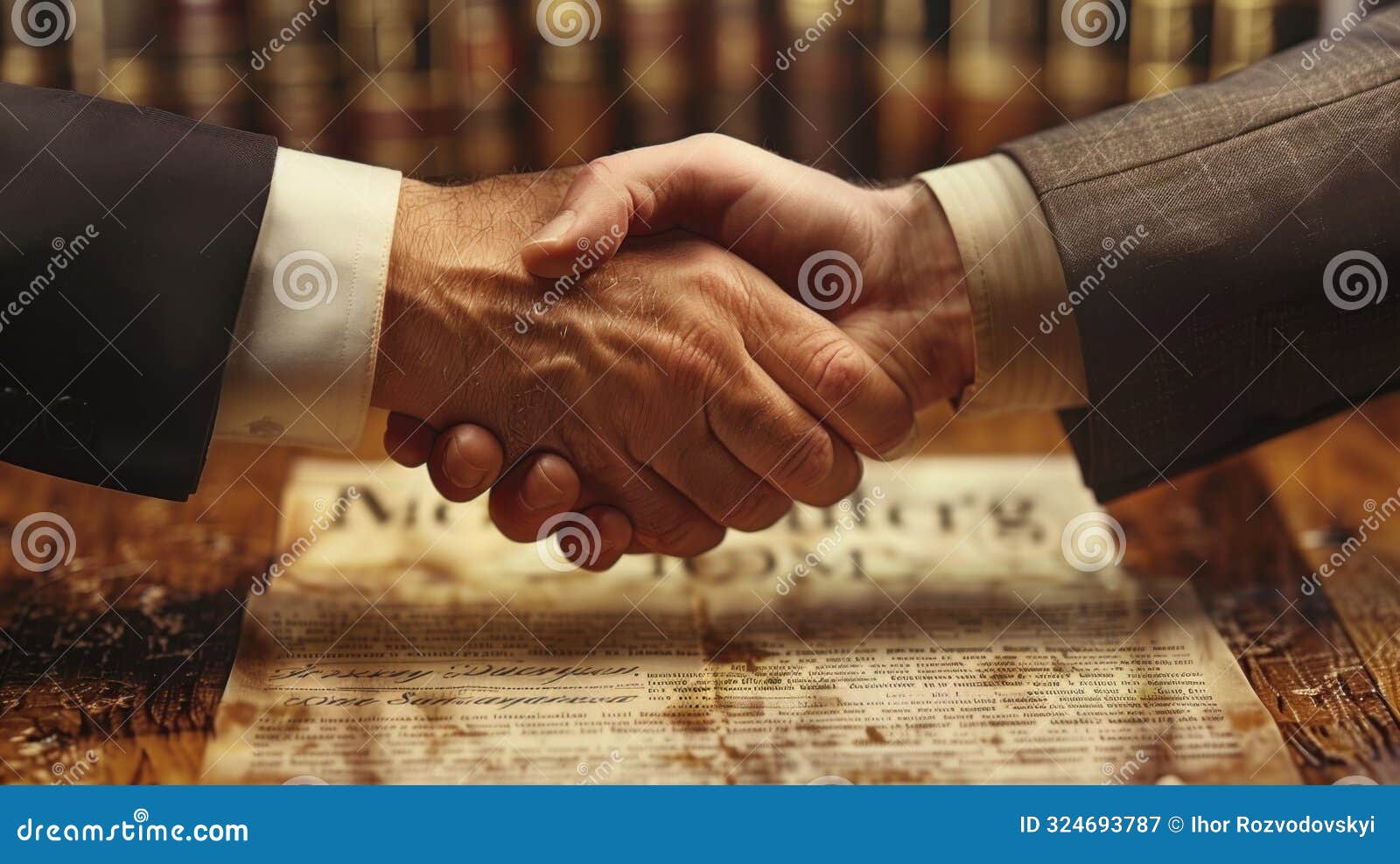 Two Men Shaking Hands. Signing an Important Agreement. Stock ...