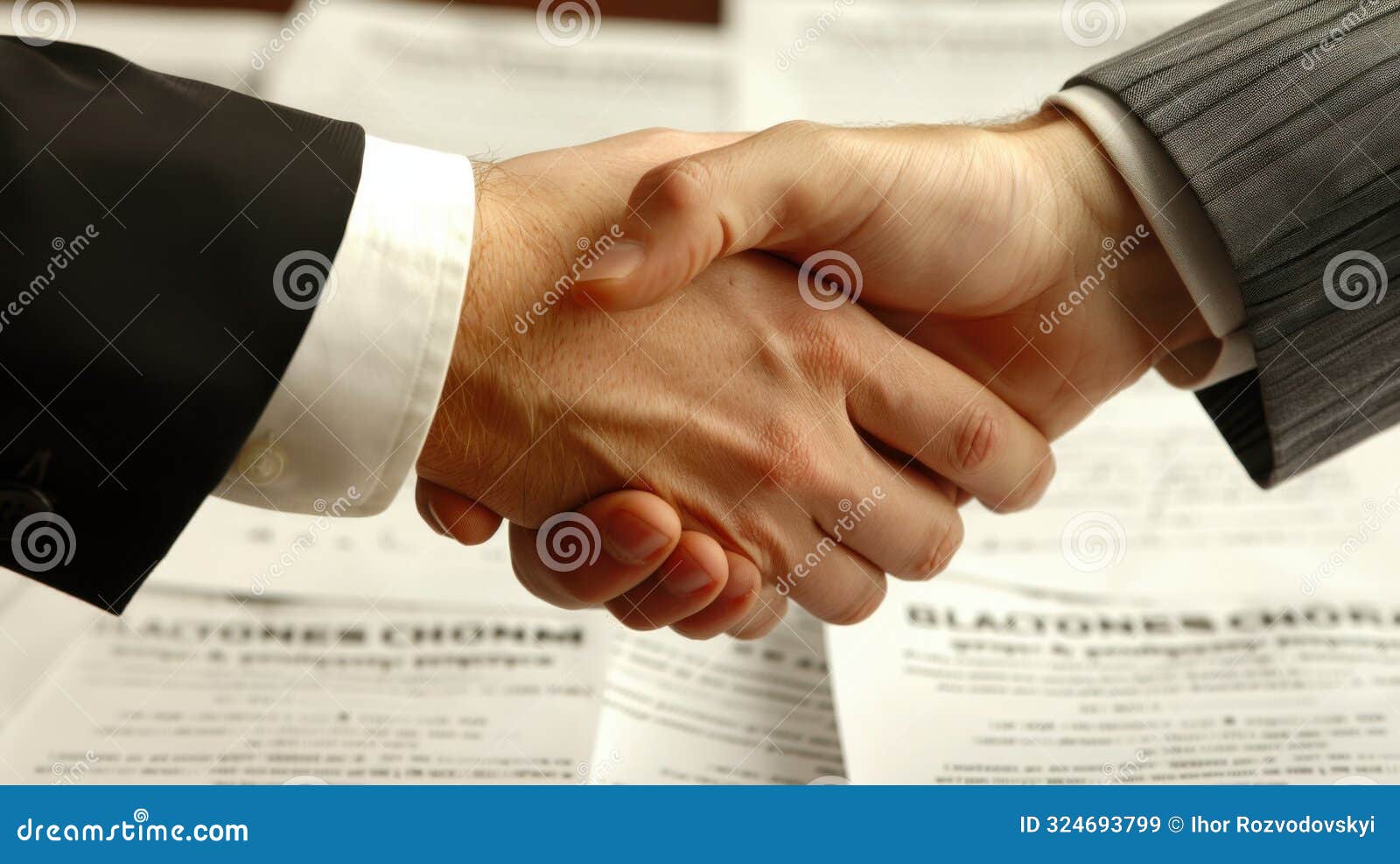 Two Men Shaking Hands. Signing an Important Agreement. Stock ...