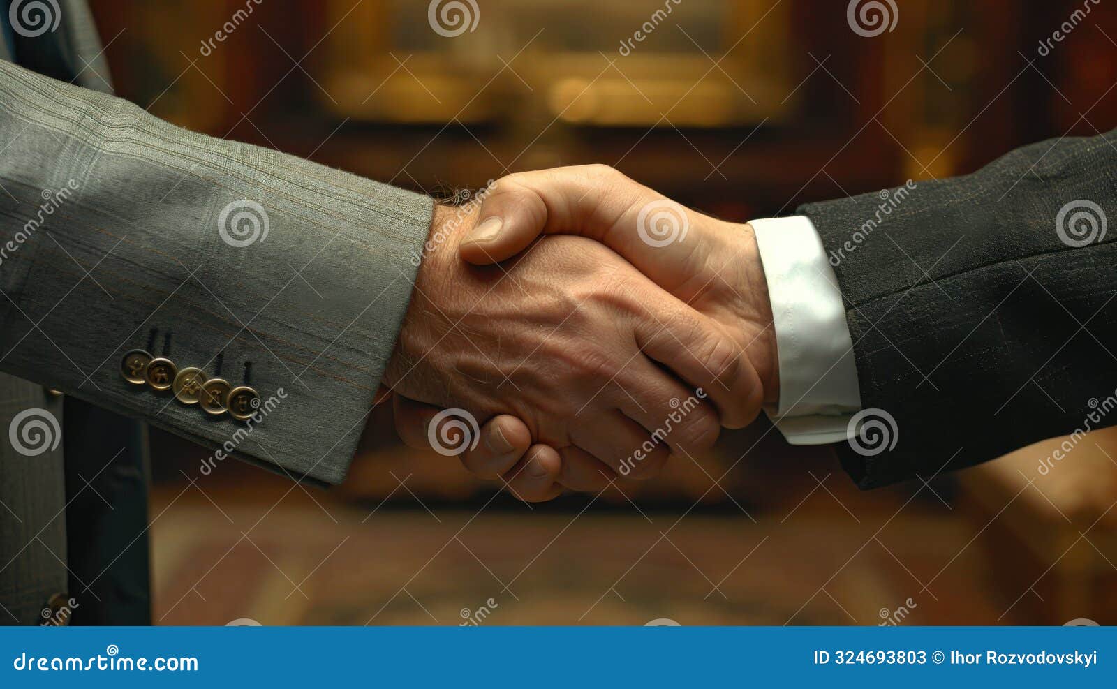 Two Men Shaking Hands. Signing an Important Agreement. Stock ...