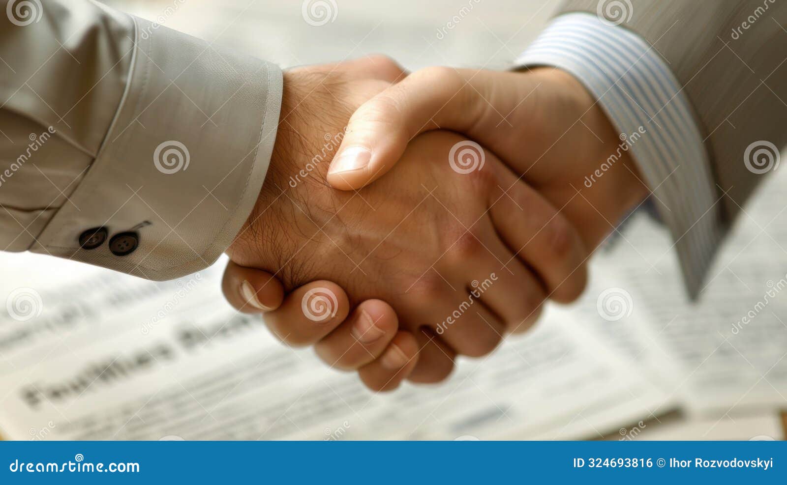 Two Men Shaking Hands. Signing an Important Agreement. Stock ...