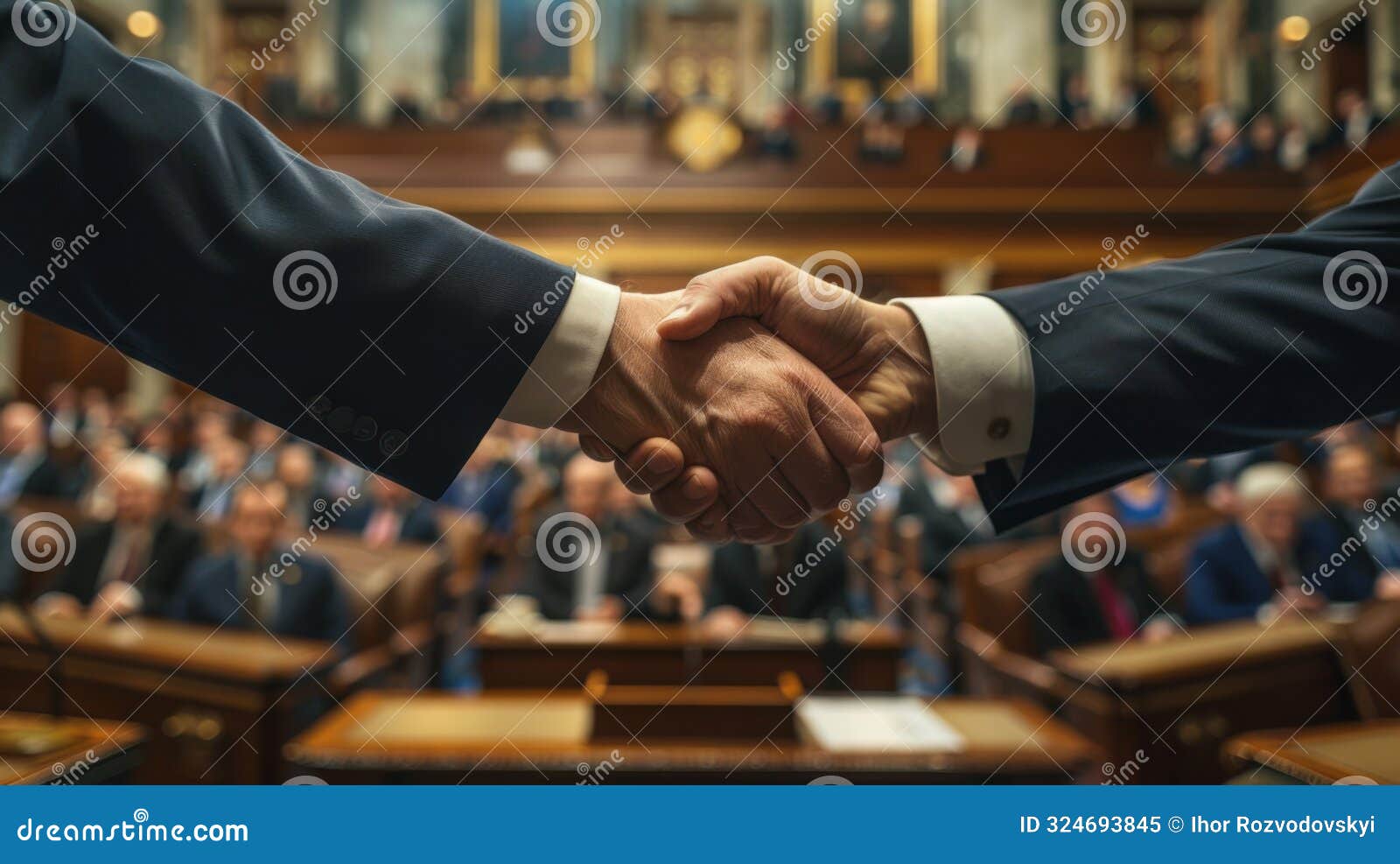 Two Men Shaking Hands. Signing an Important Agreement. Stock ...
