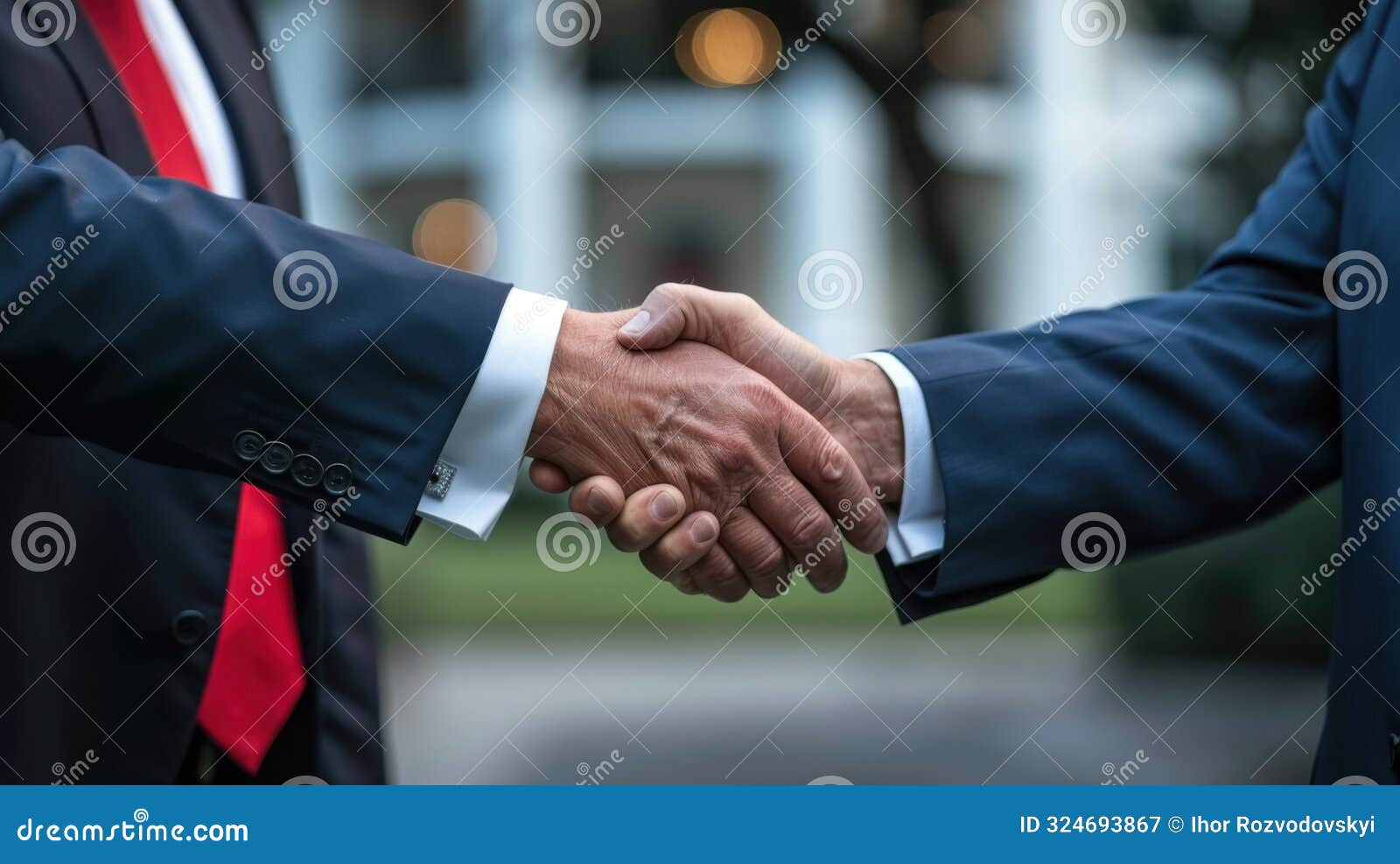Two Men Shaking Hands. Signing an Important Agreement. Stock ...