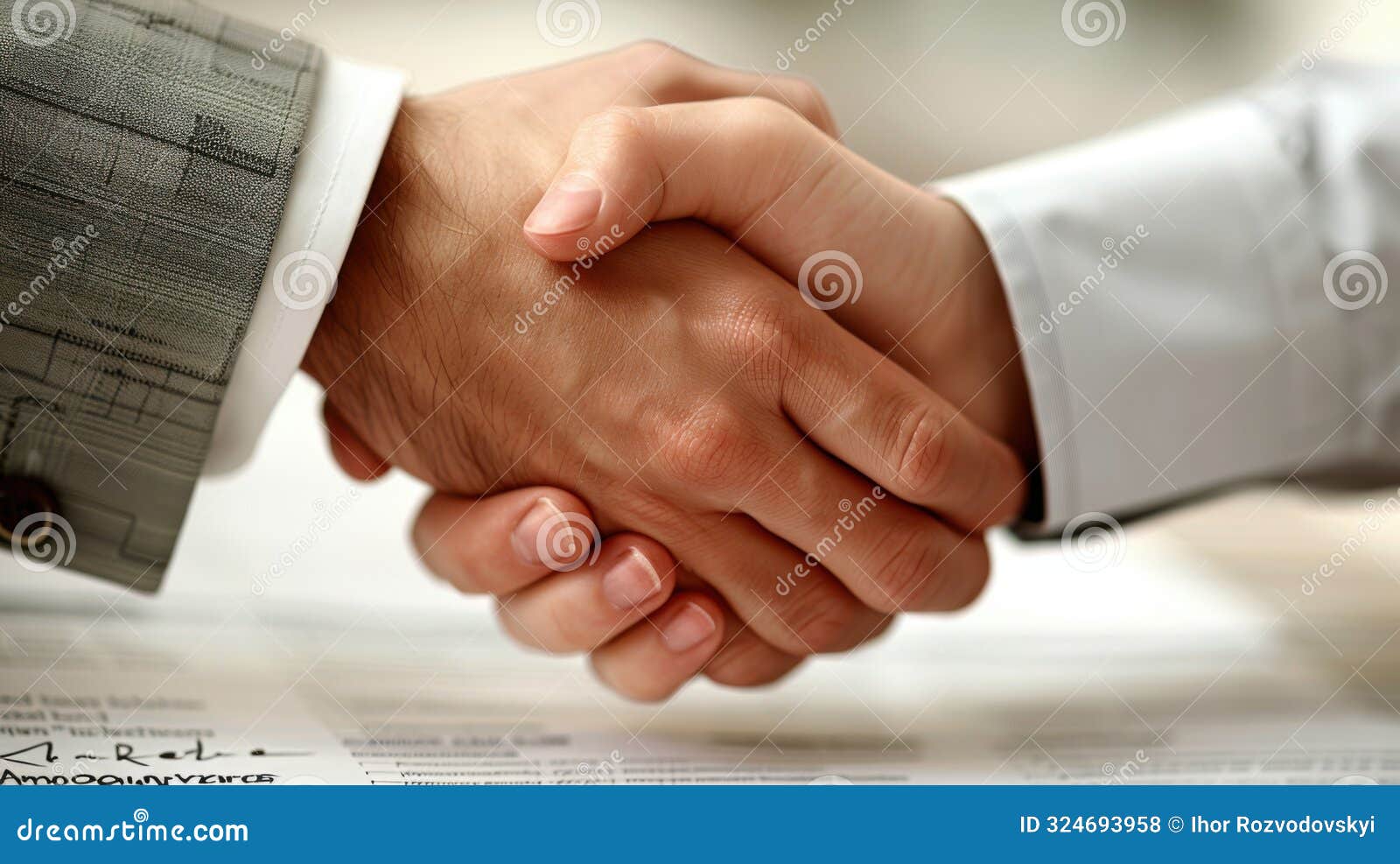 Two Men Shaking Hands. Signing an Important Agreement. Stock ...