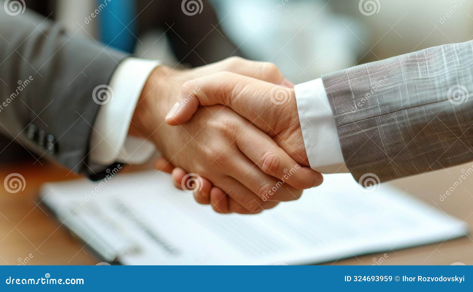 Two Men Shaking Hands. Signing an Important Agreement. Stock ...