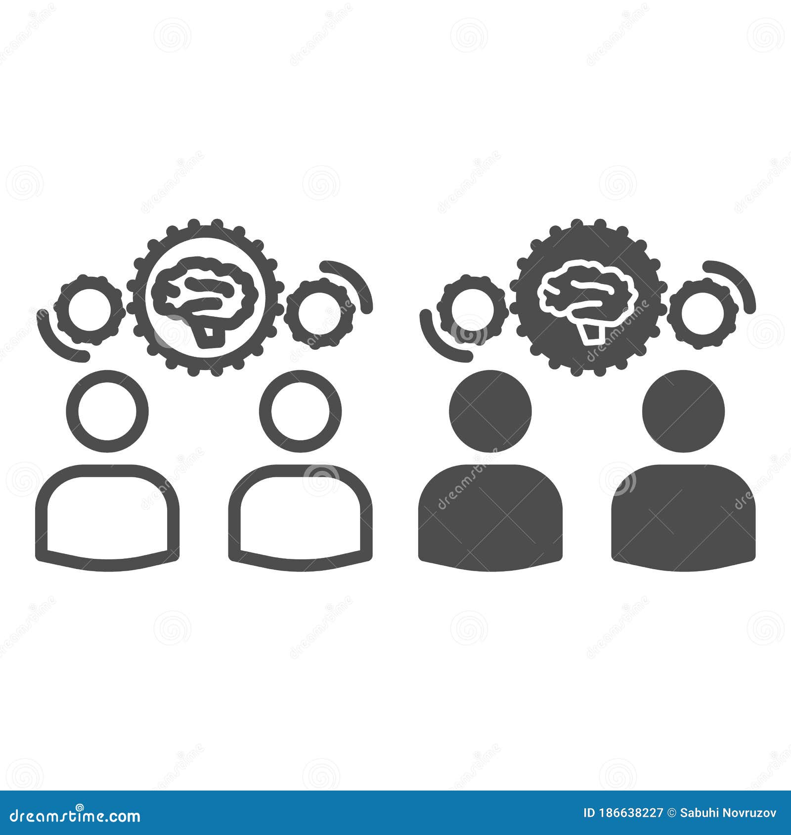 Two Men Share Knowledge Line and Solid Icon, Business Concept ...