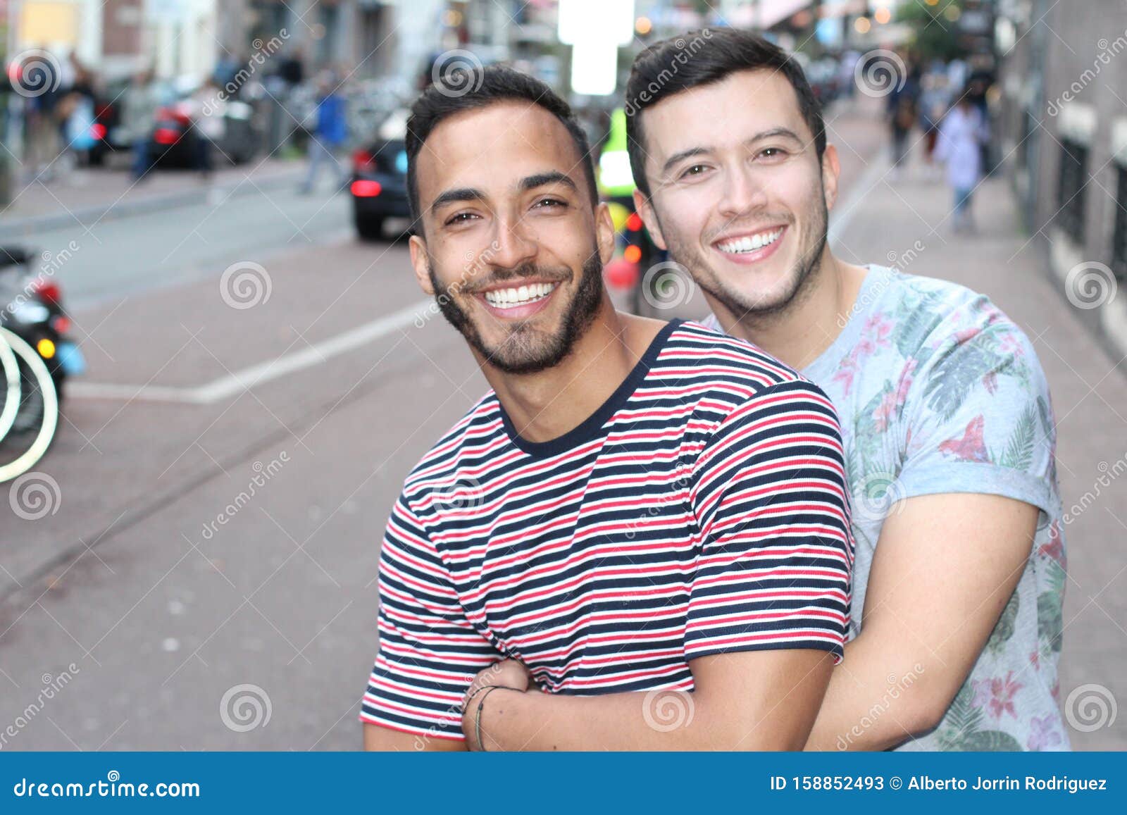 Two Men Showing Affection in Public Stock Image - Image of husband ...