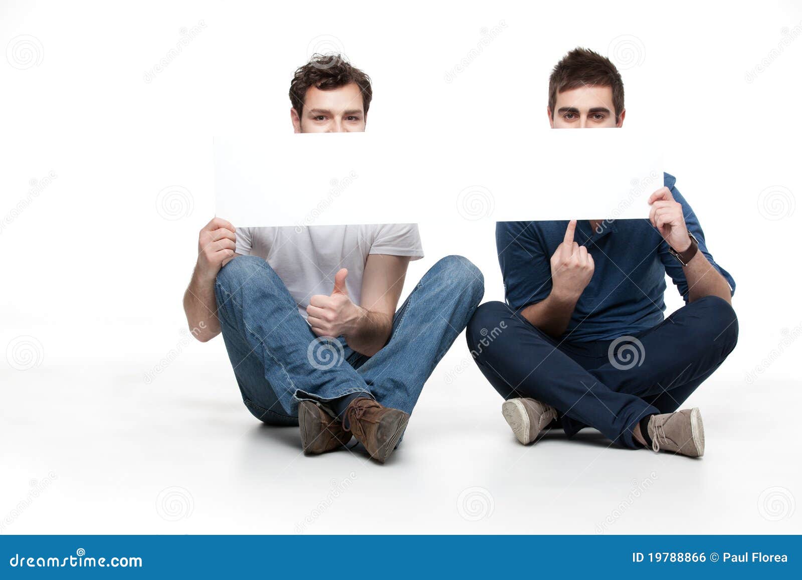 Two Men Showing White Benner Stock Photos - Free & Royalty-Free Stock ...