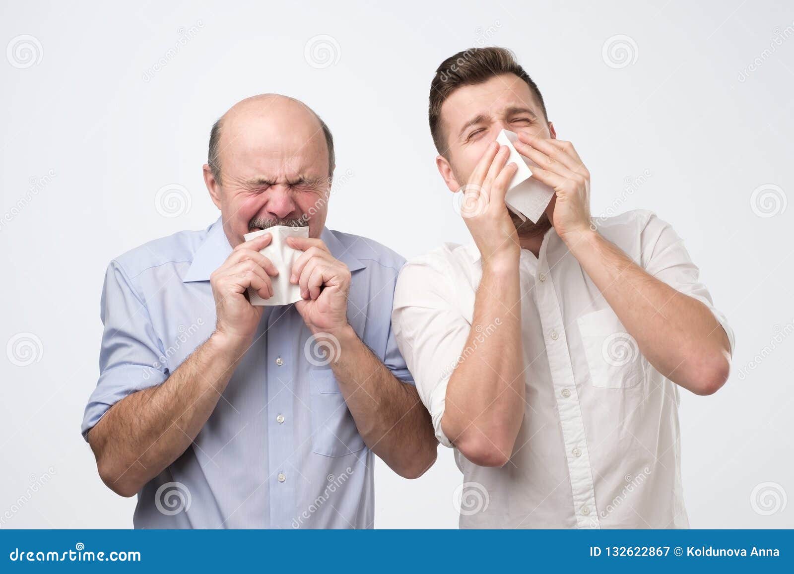 Father and Son are Sneezing Being Ill Stock Image - Image of seasonal ...
