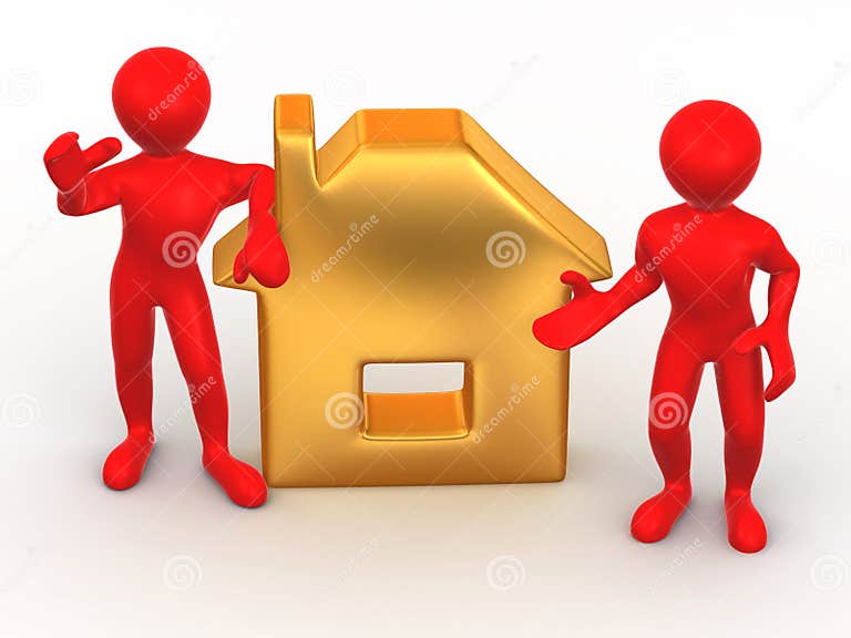 Two men with sign home stock illustration. Illustration of housing ...