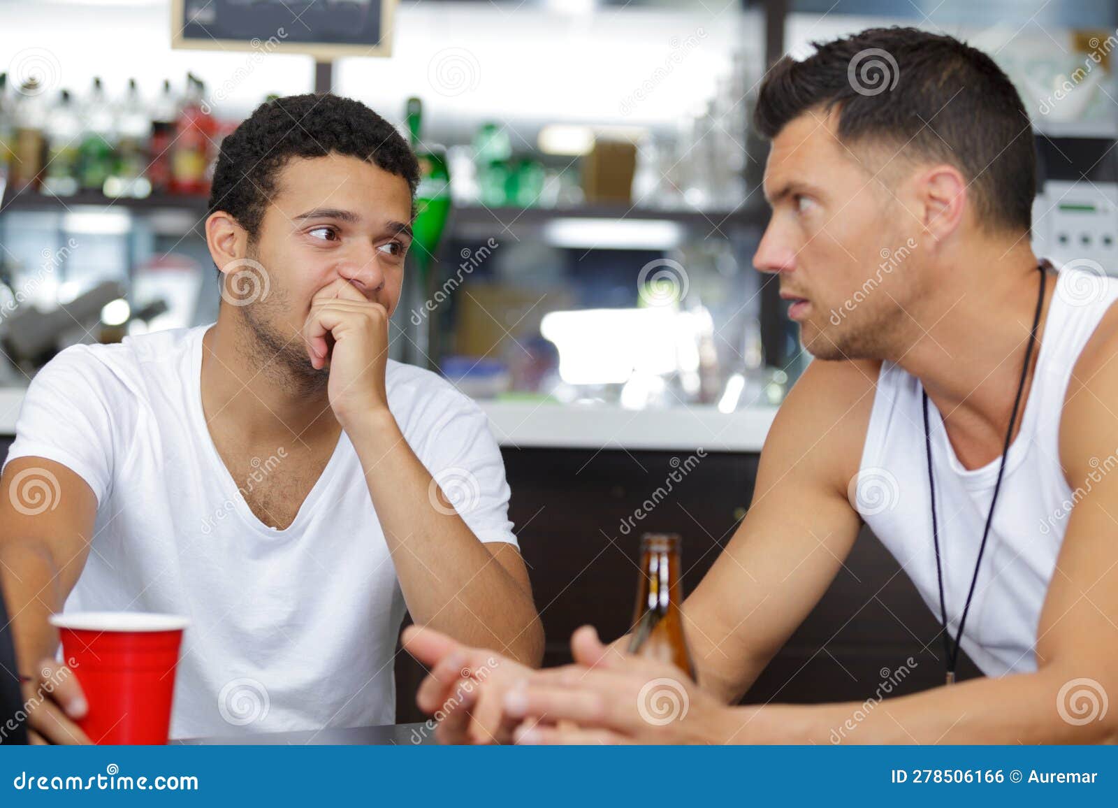 Two men sit at gym bar stock photo. Image of caucasian - 278506166