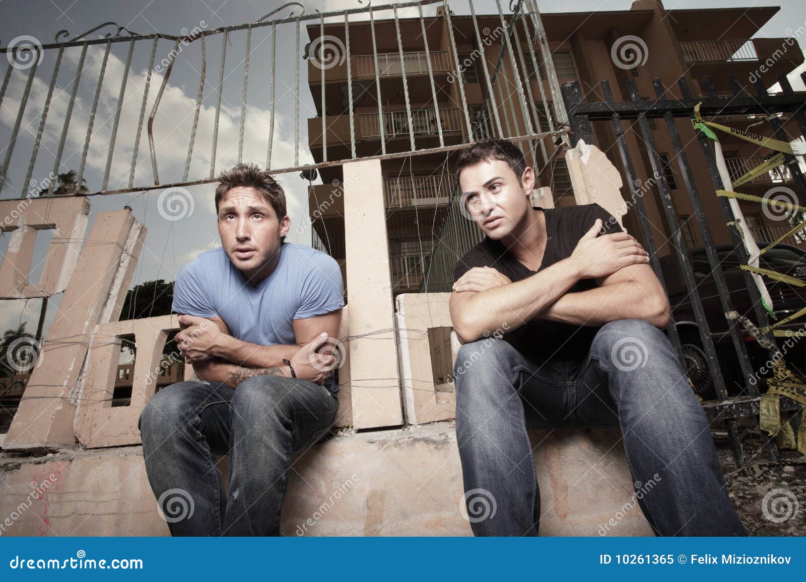 Two Men Sitting in the Cold Stock Image - Image of shivering, outdoors ...