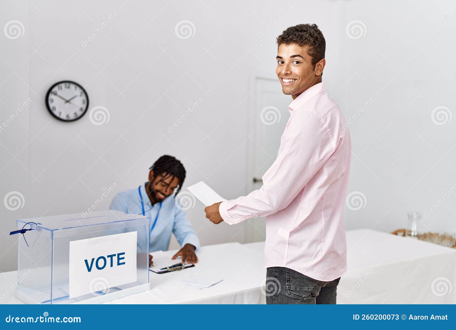 Two Men Smiling Confident Voting at Electoral College Stock Image ...