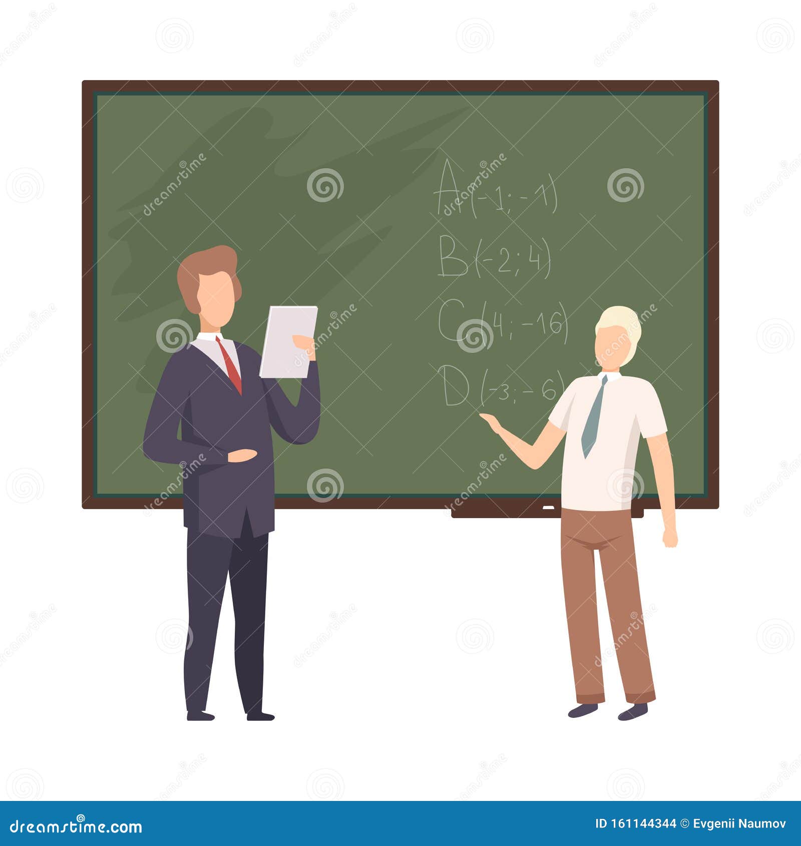 Two Men Solve Math Problem Vector Illustration Stock Vector ...