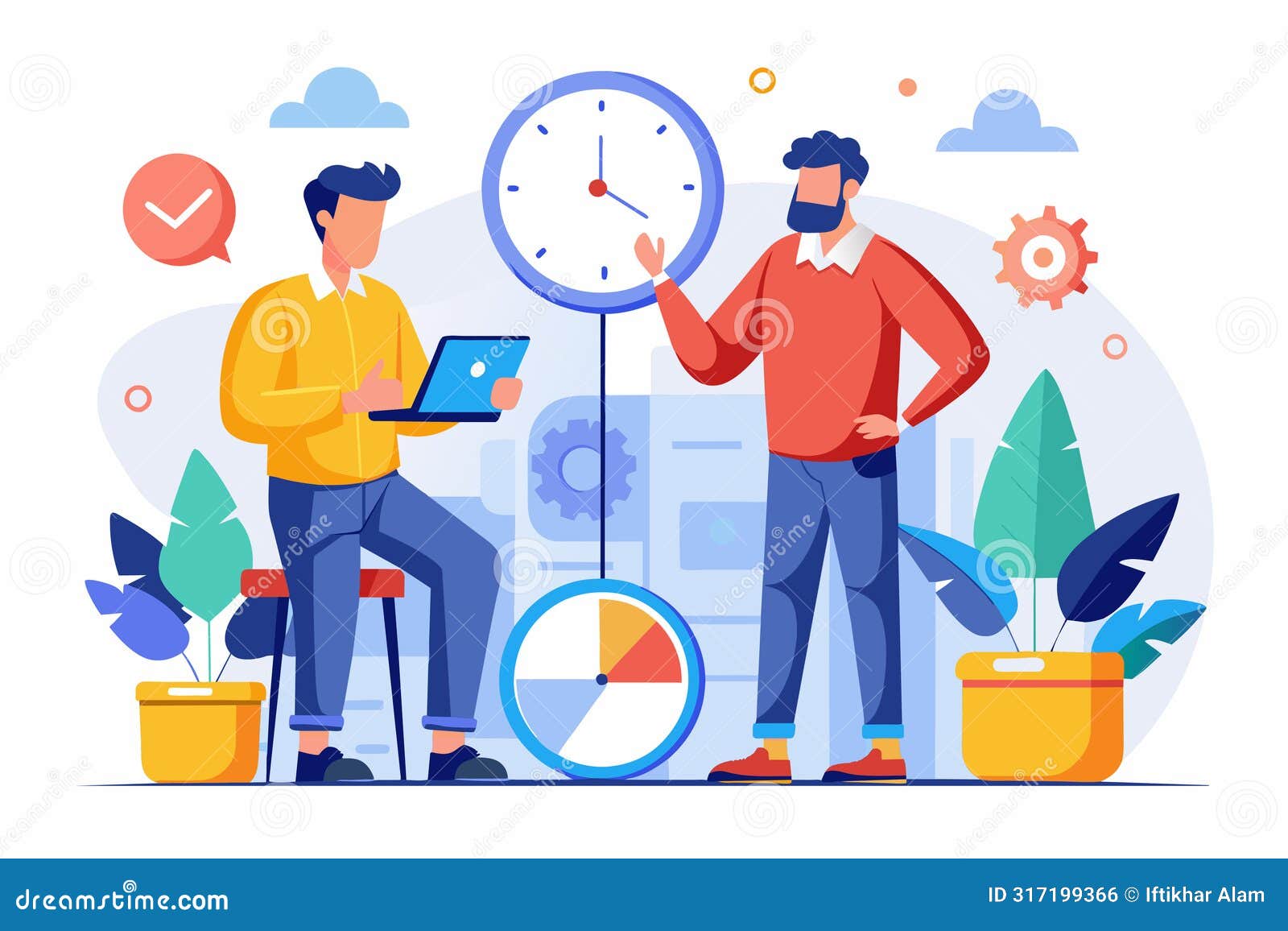 Two Men Standing Next To Each Other, Discussing Time Management in ...