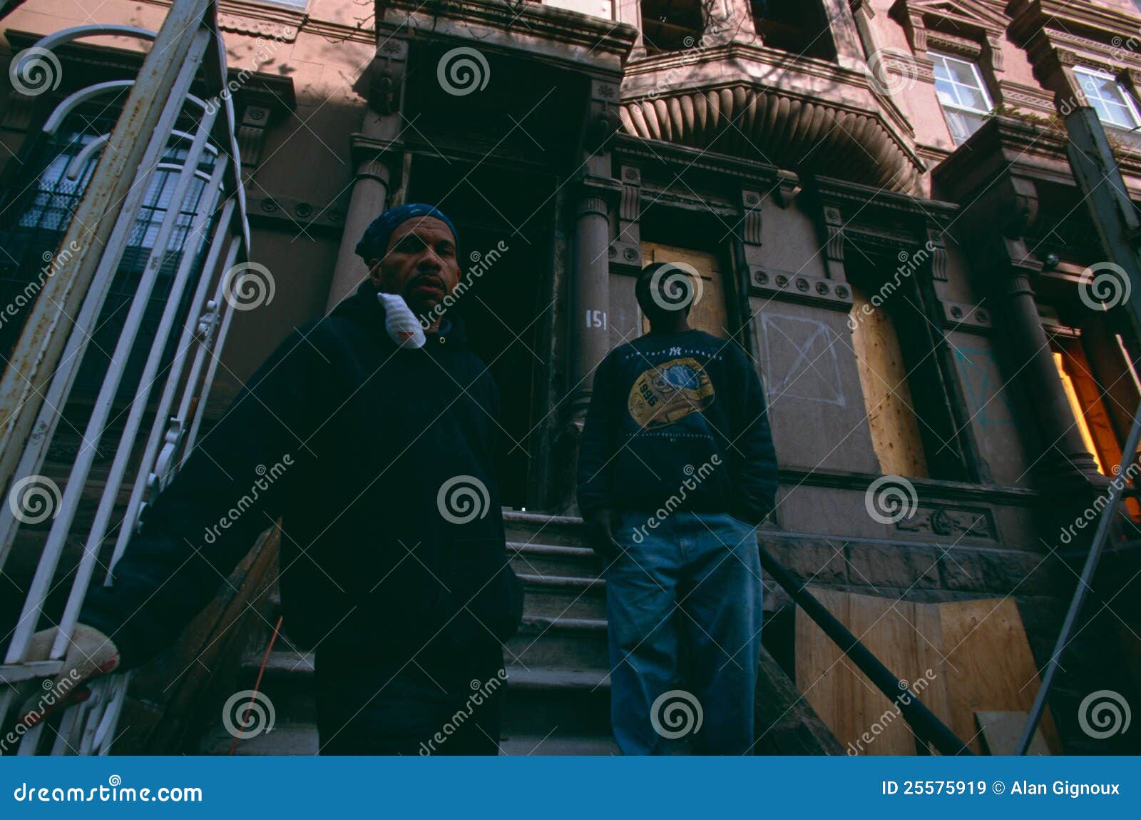 Two Men Standing on the Steps of a Building, New York City Editorial ...