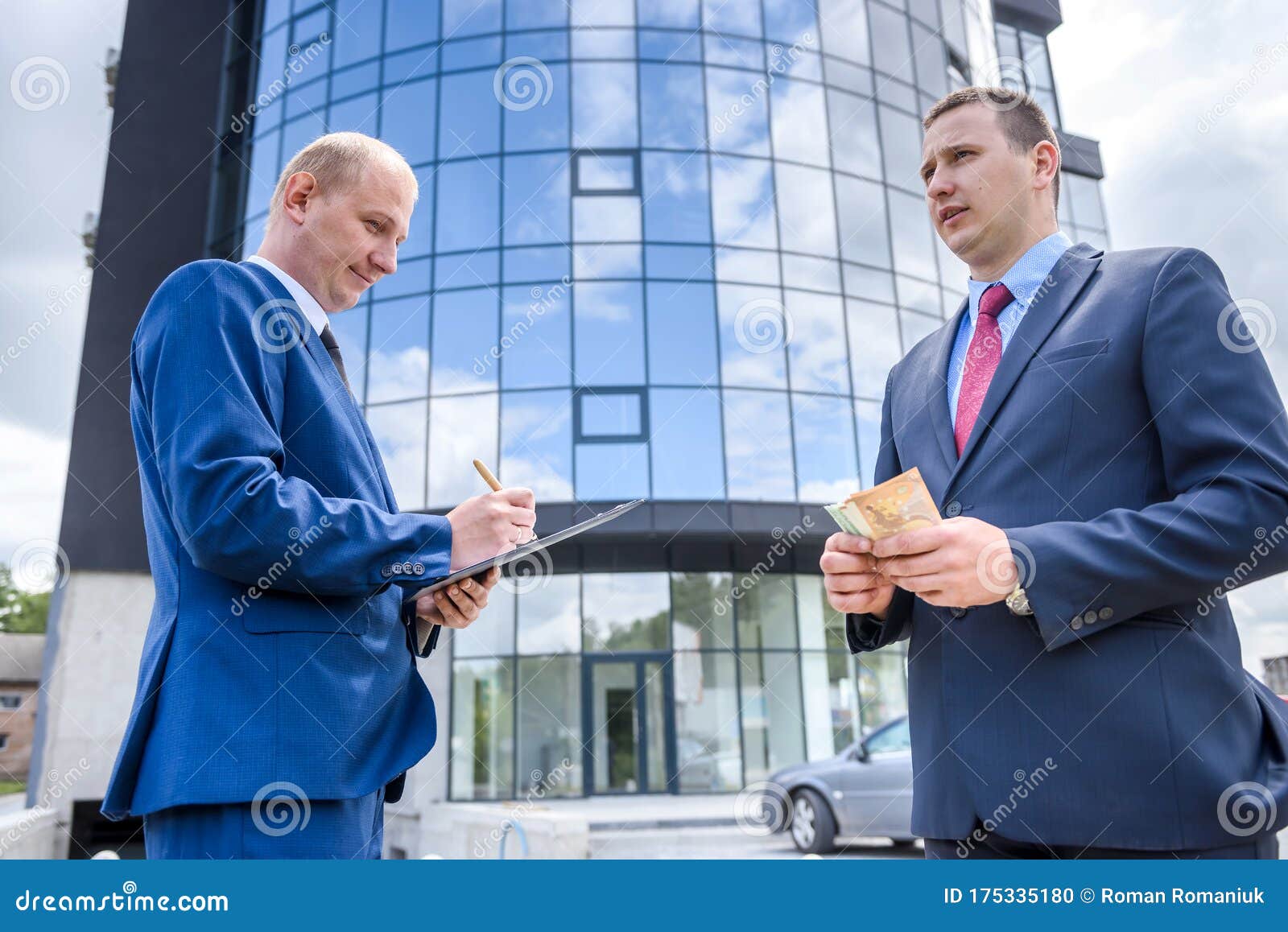 Two Men in Suit Making Deal Outdoors Stock Photo - Image of coworker ...