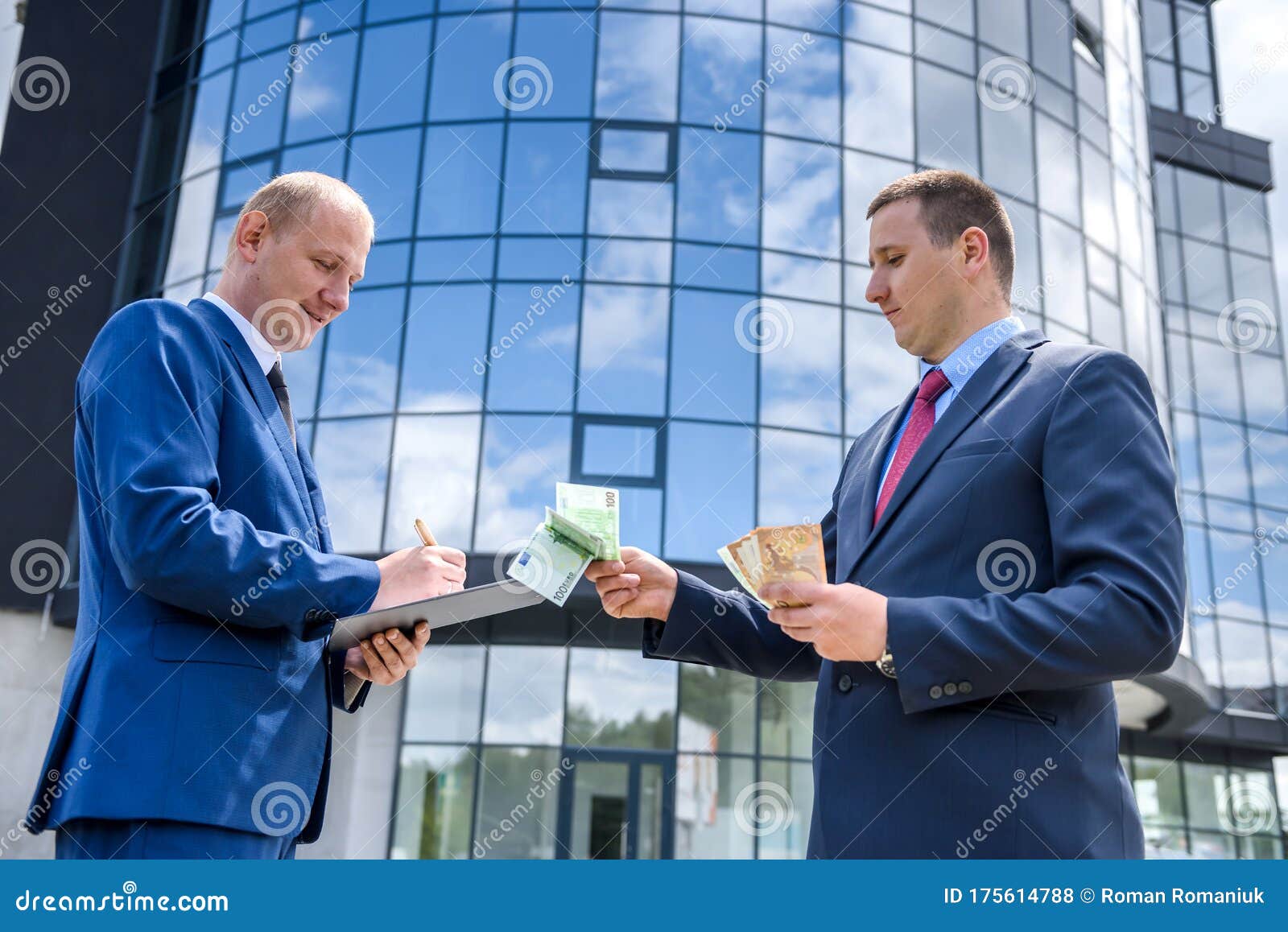 Two Men in Suit Making Deal Outdoors Stock Photo - Image of coworker ...