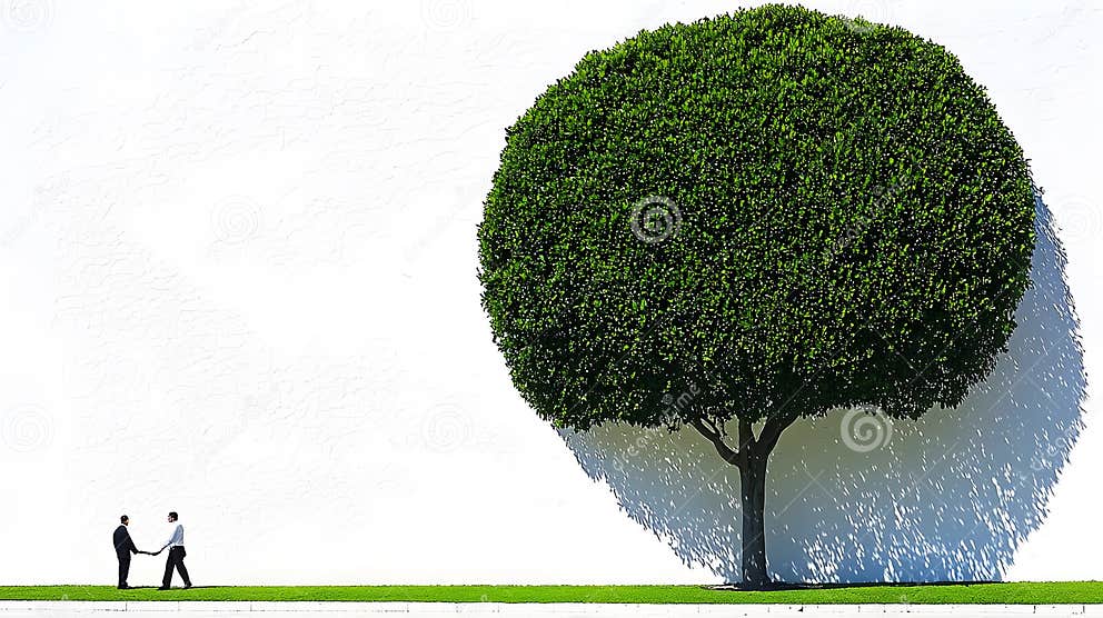 Two Men in Suits Exchanging Greetings Near a Tree. Stock Photo - Image ...