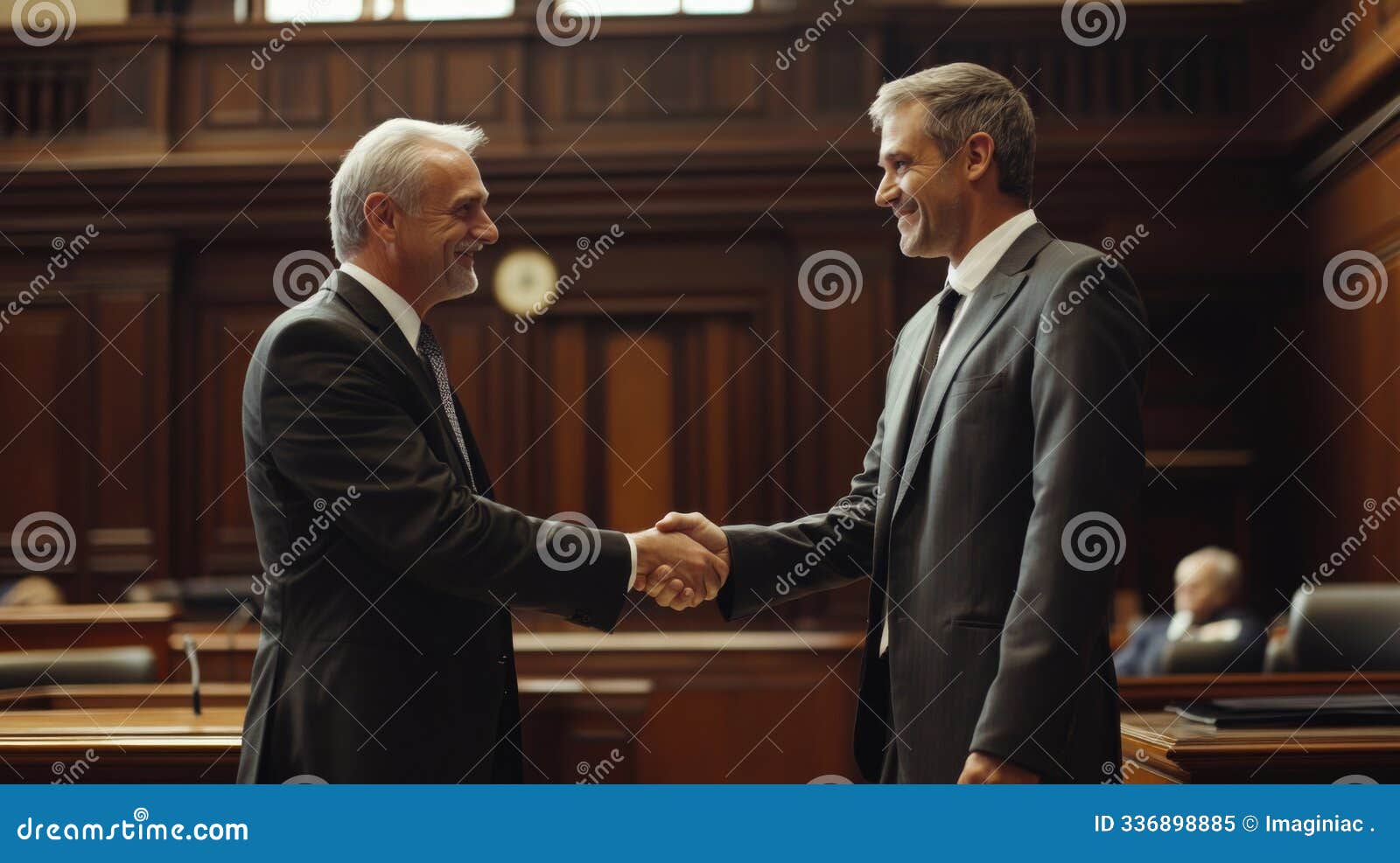 Two Men in Suits Shaking Hands in a Formal Setting Stock Illustration ...