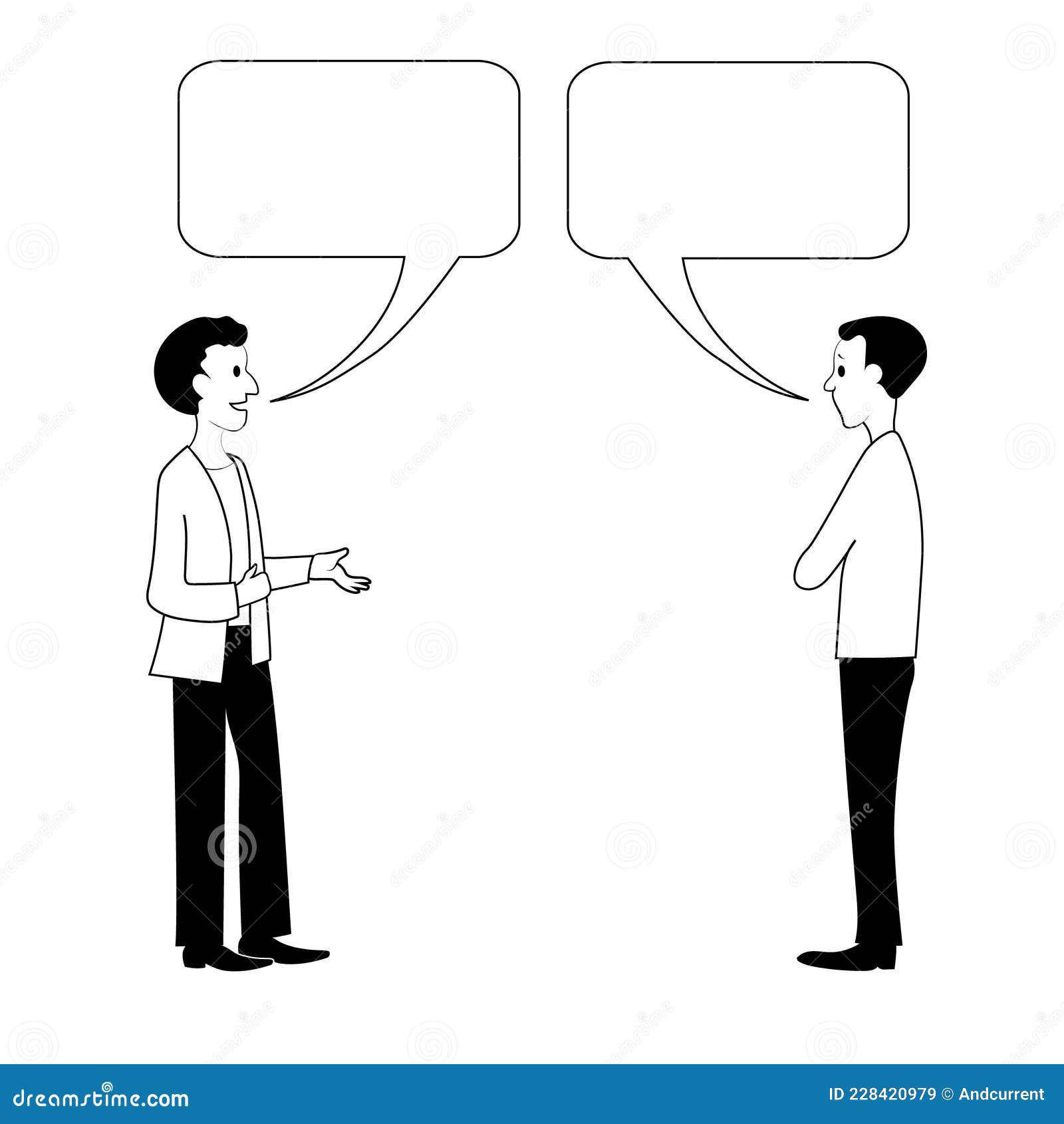 Two Men are Talking. Vector Black Outline Image. Stock Vector ...