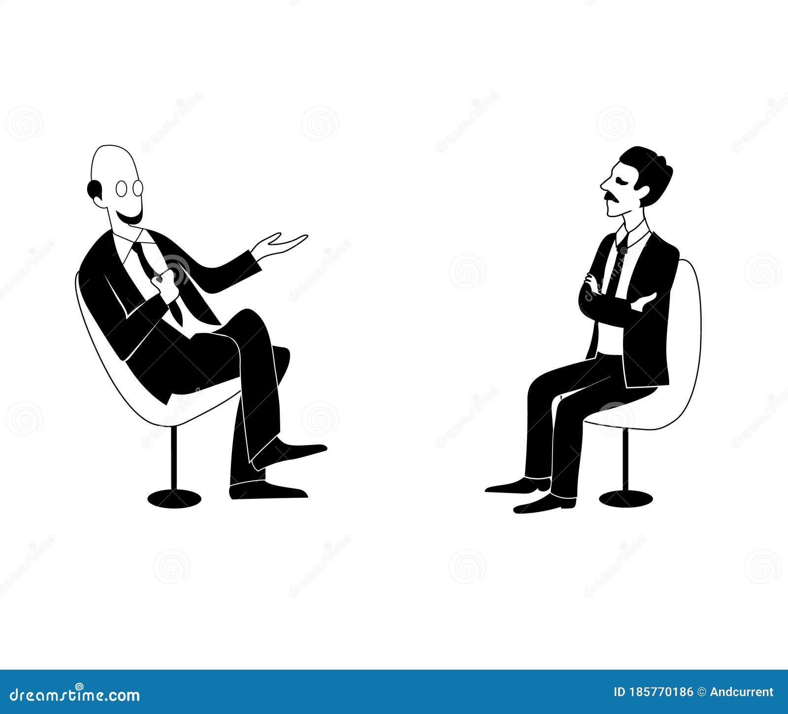 Two Men are Talking. Vector Black Outline Image. Stock Vector ...