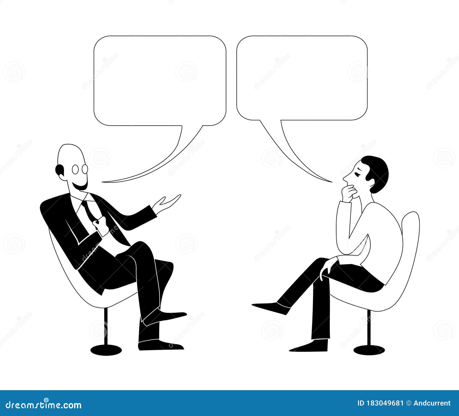 Two Men are Talking. Vector Black Outline Image. Stock Vector ...