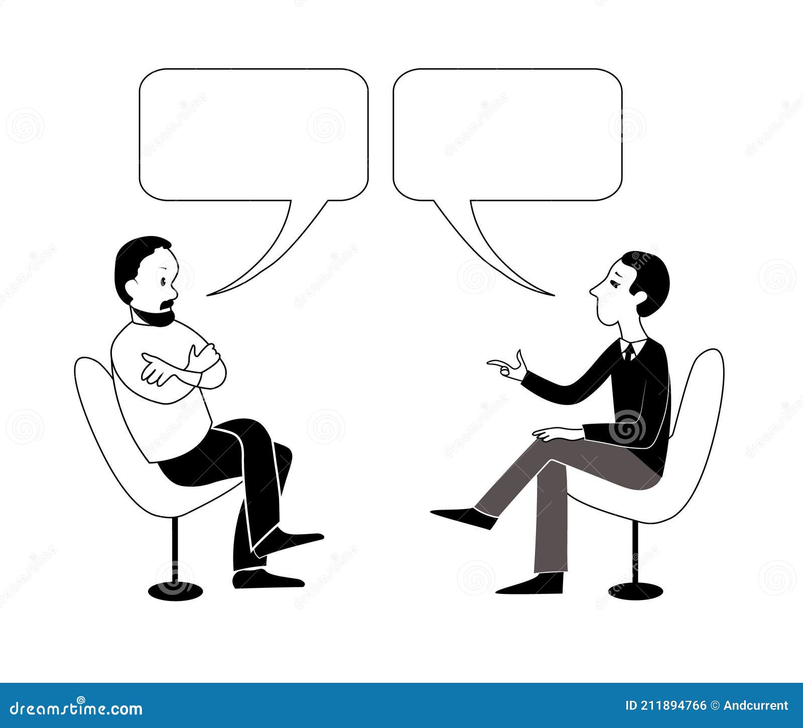 Two Men are Talking. Vector Black Outline Image. Stock Vector ...