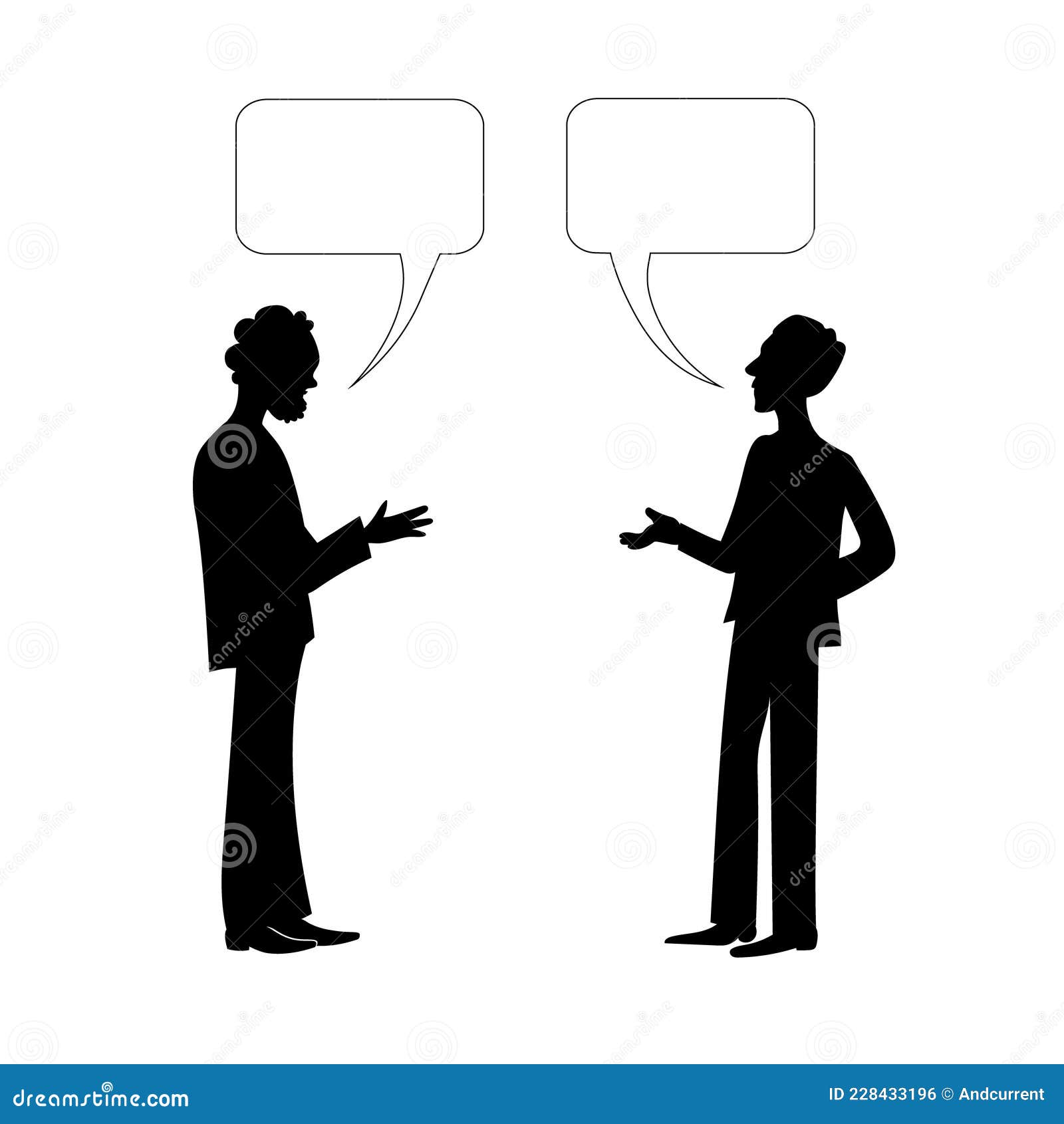 Two Men are Talking. Vector Black Silhouettes Image. Stock Vector ...