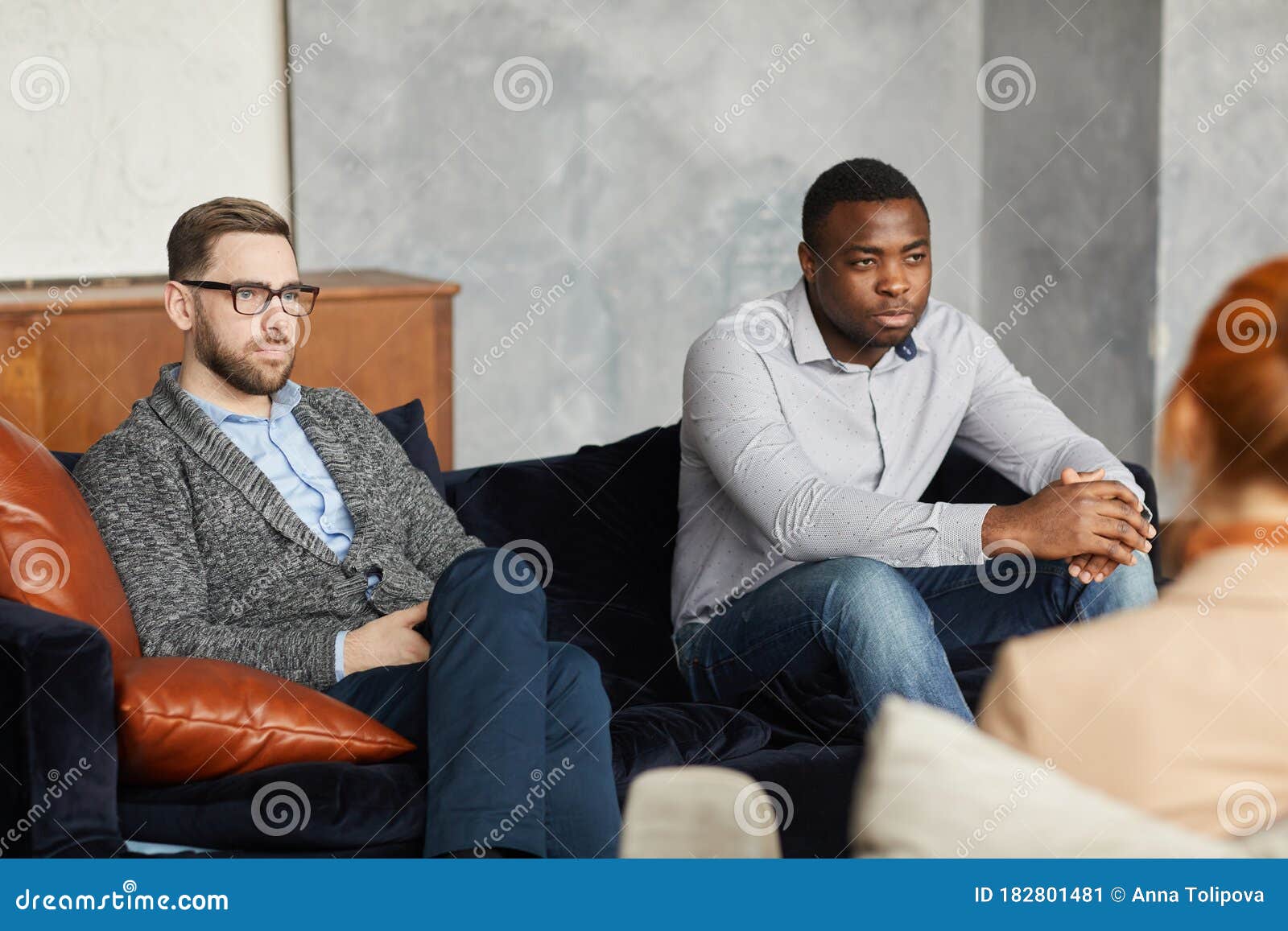 Two Men Thinking Over Their Problems Stock Image - Image of males ...