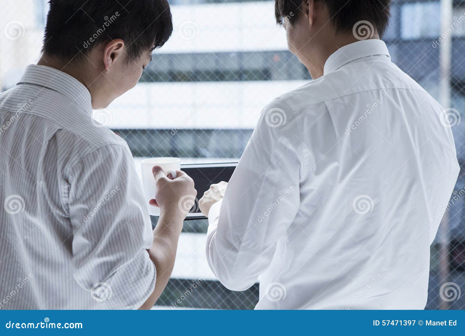 Two Men To Talk with a Smile Stock Image - Image of floors, information ...