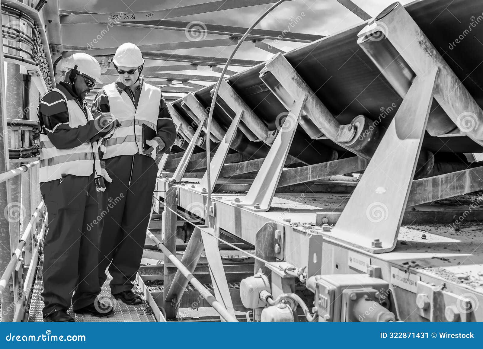 Two Men Standing on the Side of a Train Looking at Something Editorial ...