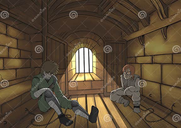 Two men trapped in prison stock illustration. Illustration of windows ...