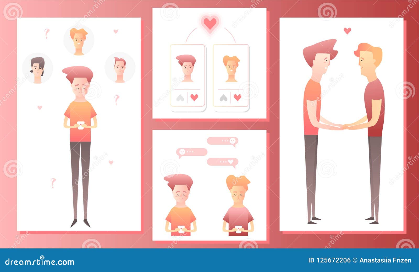 Two Men Using Mobile Application for Dating or Searching Romantic ...