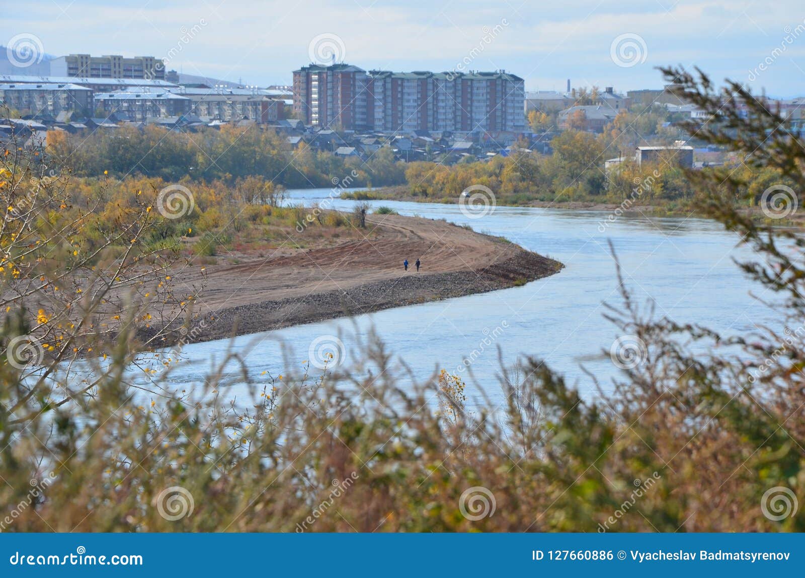 Two Men Walk on the Riverside Stock Photo - Image of ground, outside ...