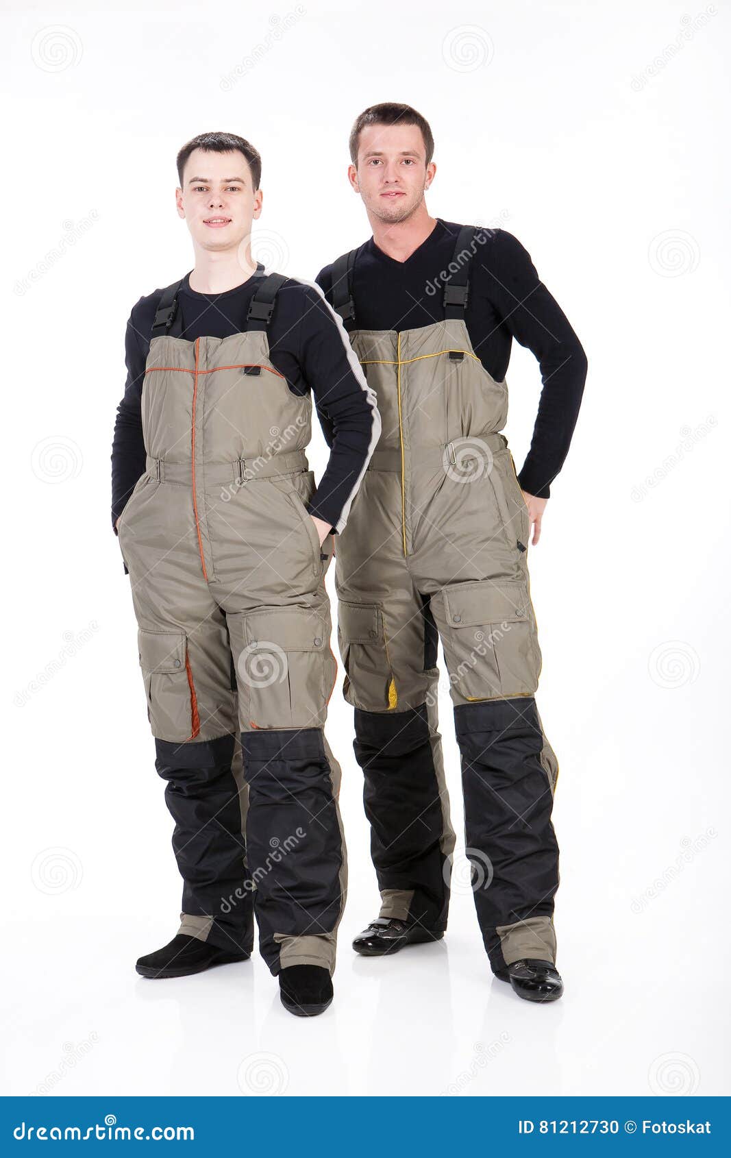 Two Men in Winter Clothing stock photo. Image of emotion - 81212730