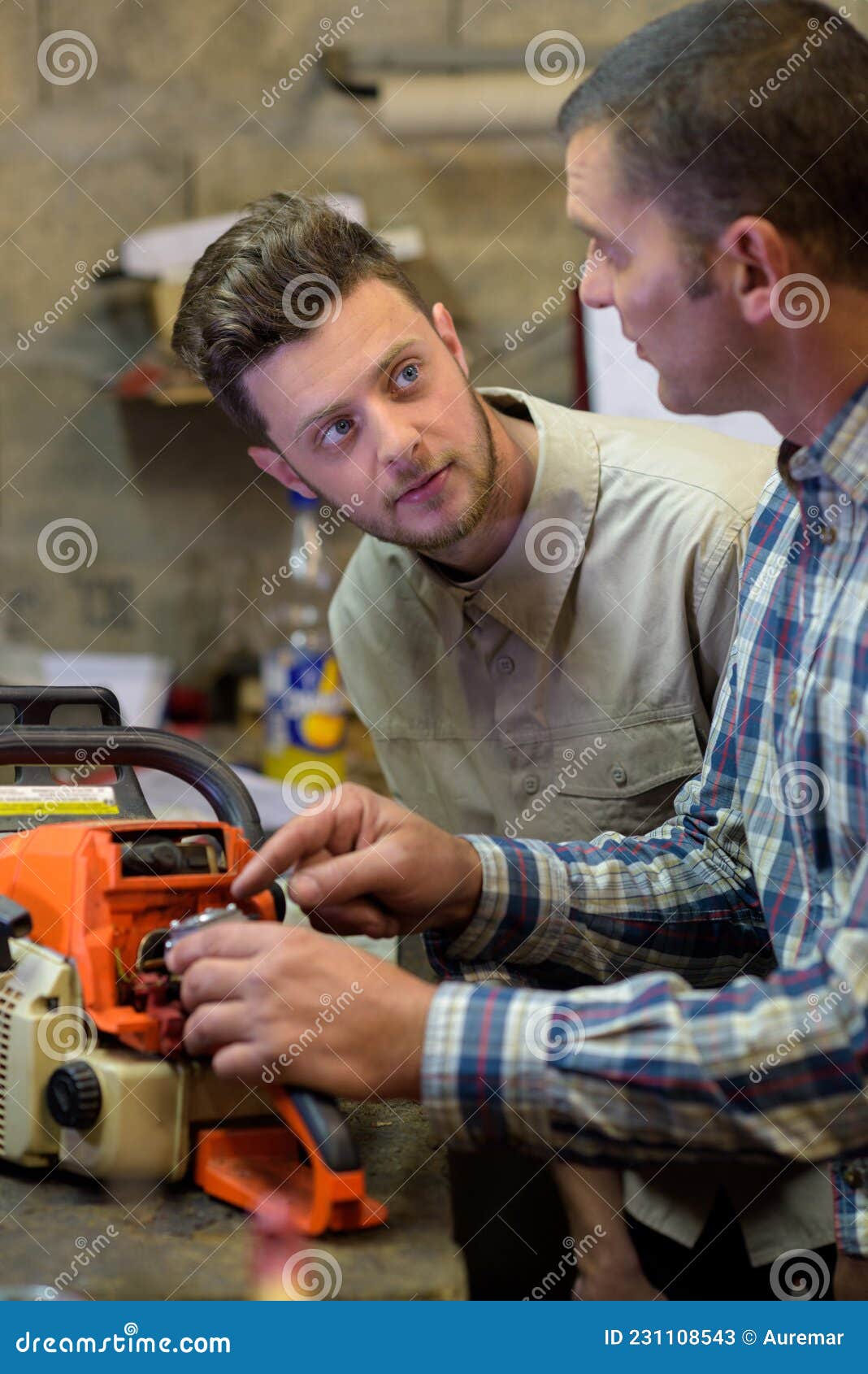 Two Men at Work Operating Machine for Cutting Plywood Panels Stock ...