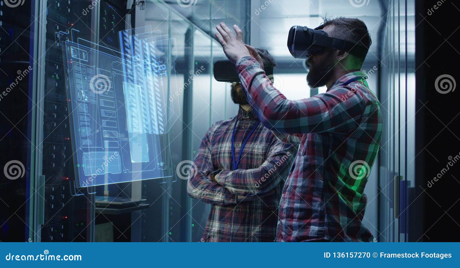 Two Men Working in a Data Center Stock Photo - Image of computers ...