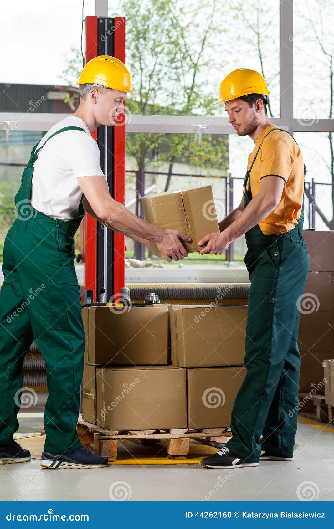 Two Men Working Together at Warehouse Stock Photo - Image of cardboard ...