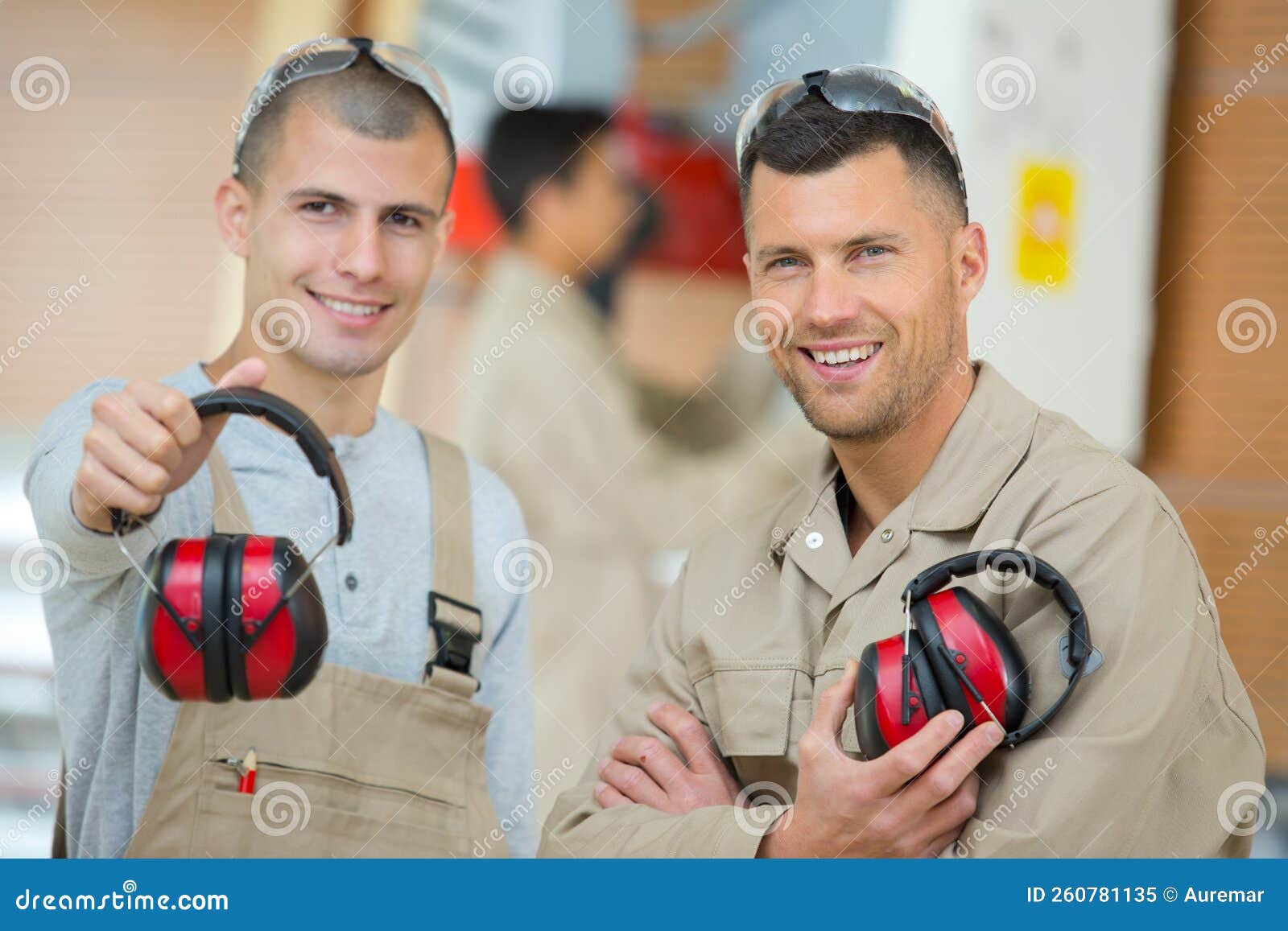 Two Men in Workwear in Carpenters Workshop Stock Image - Image of ...