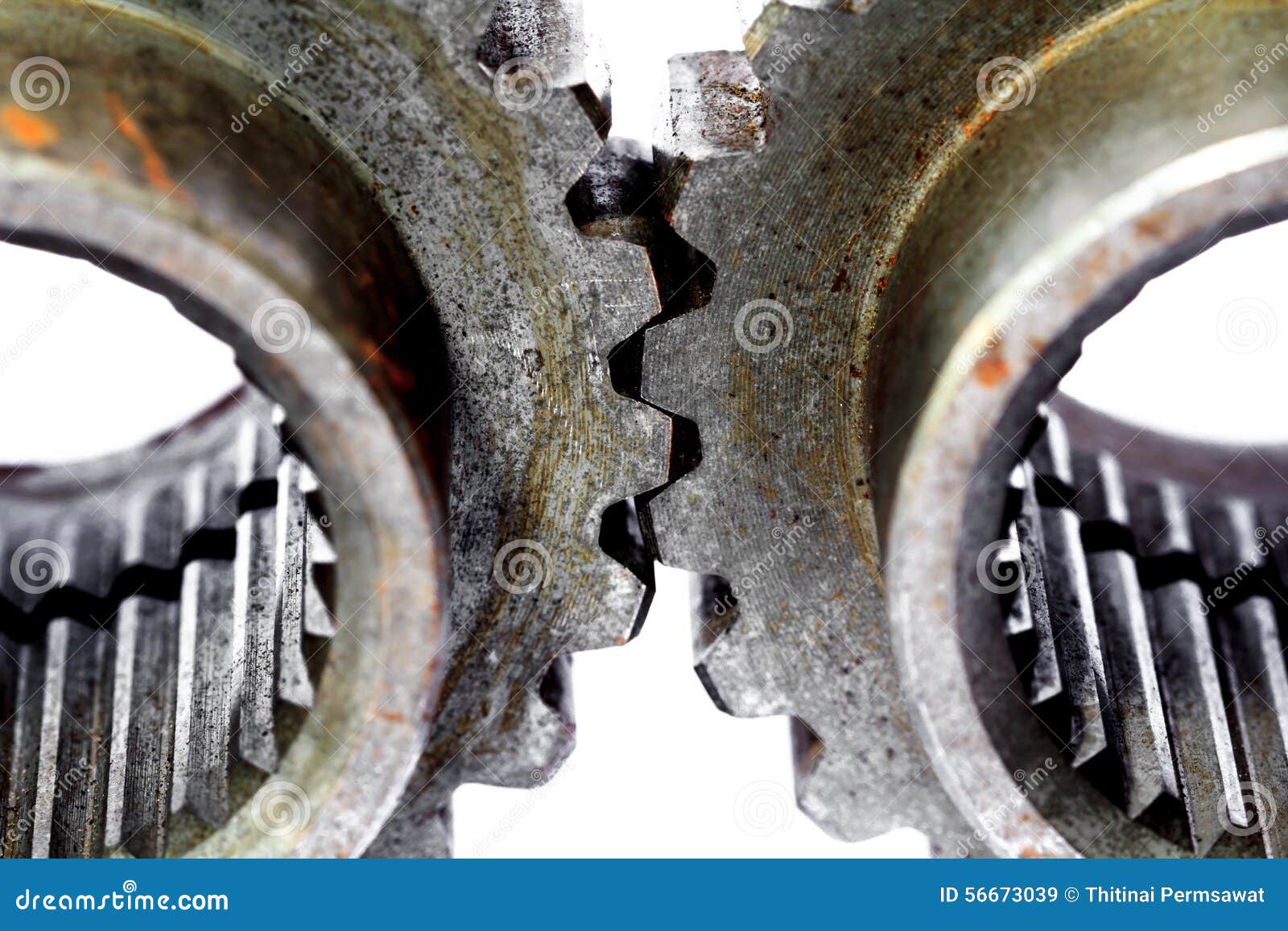 Two metal cog gears stock image. Image of mechanism, interlocking ...