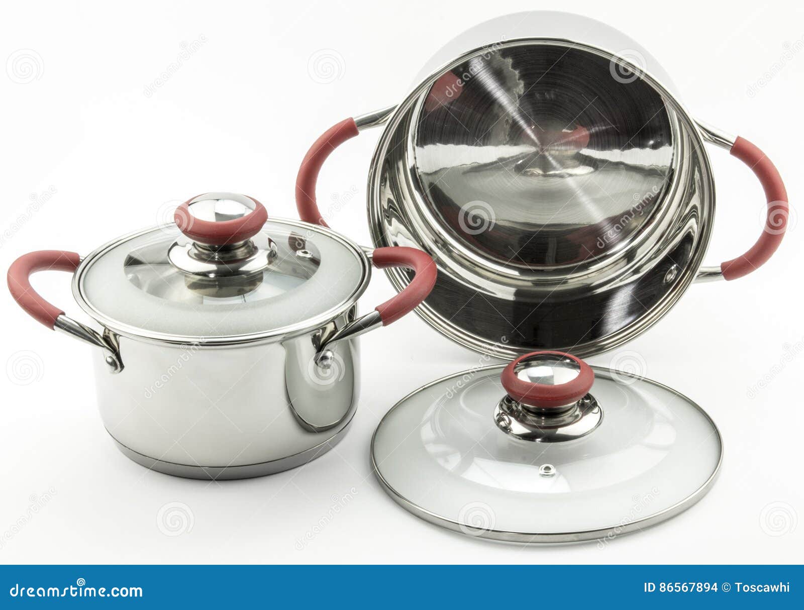 Two metal cooking pots stock photo. Image of white, food - 86567894