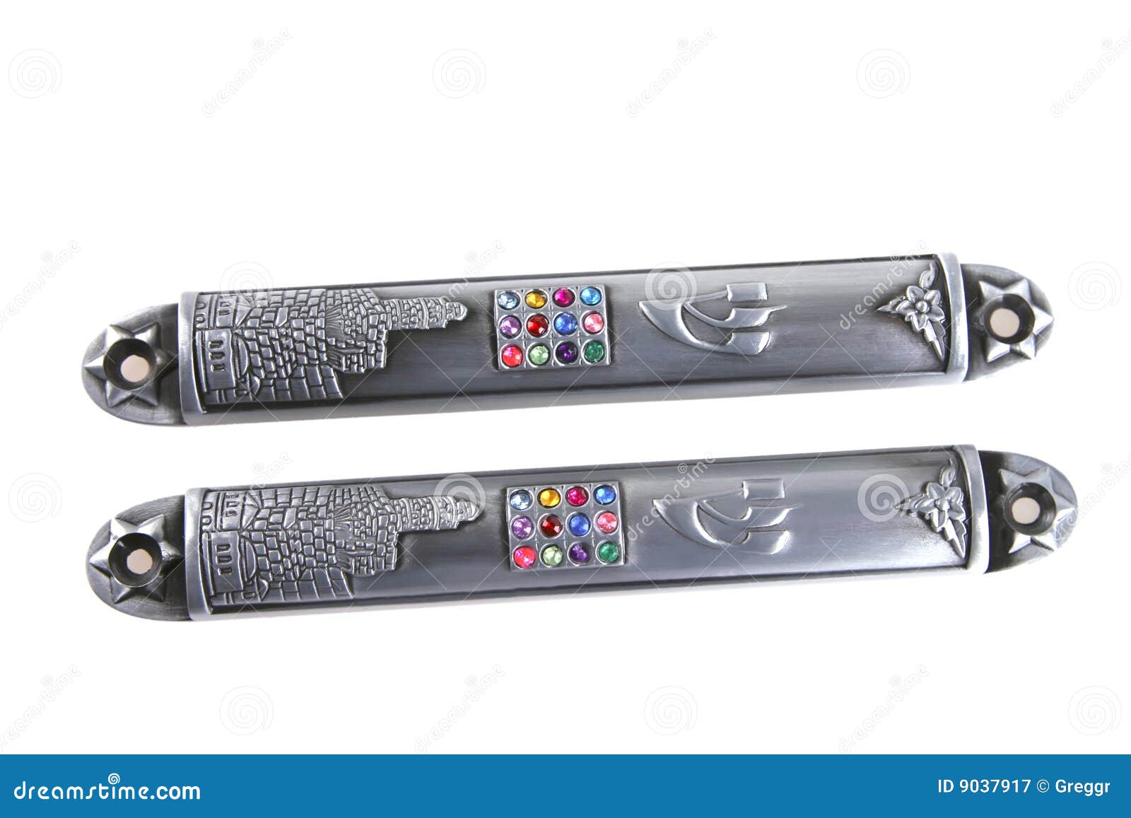 Two metal mezuza cases stock image. Image of believe, mezuza - 9037917