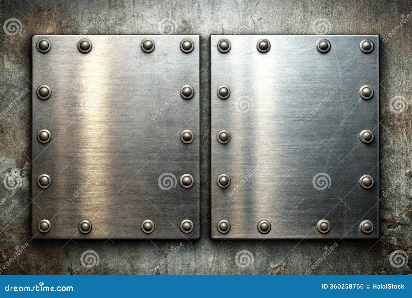 Two Metal Plates with Rivets Metal Background 3D Illustration Stock ...