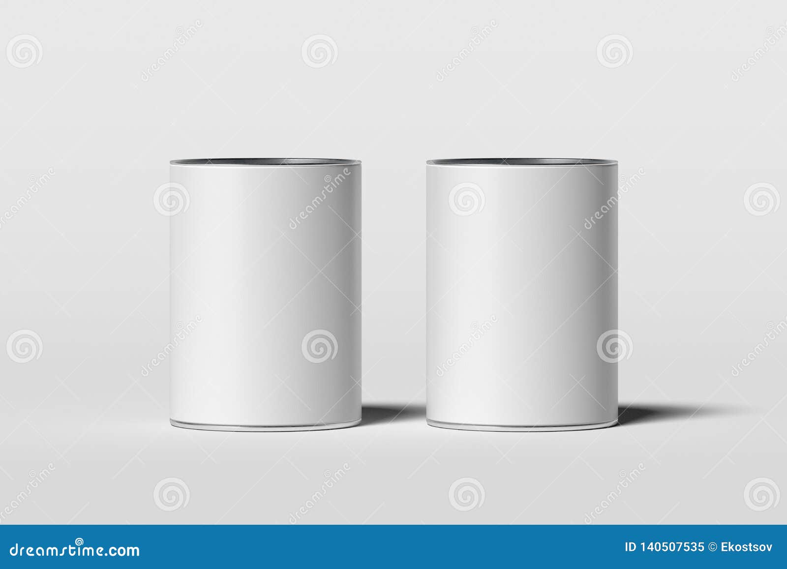 Cans With Blank White Labels Isolated On White Background, 3d Rendering ...