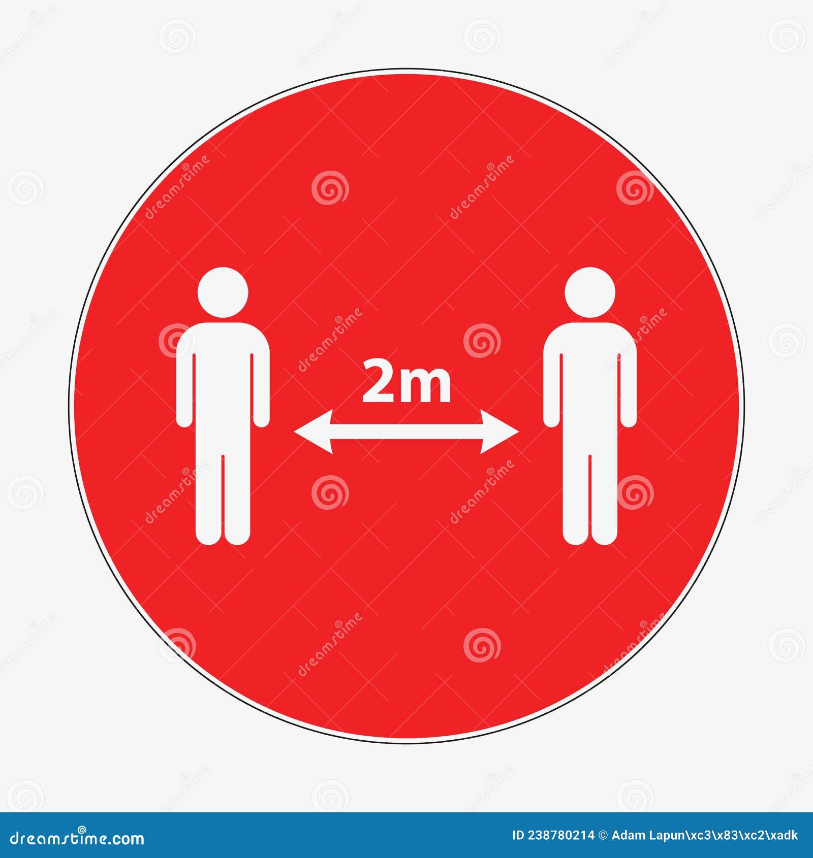 Two Meters Distance between People Red Circle Stock Vector ...